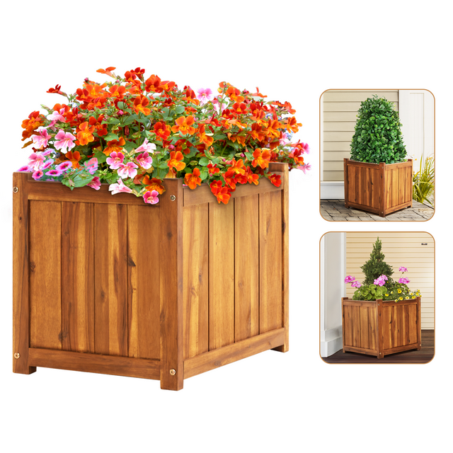 Free Shipping! IDZO Hardwood Outdoor Flower Box 17 in. Acacia Wood ...