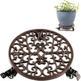 Round Cast Iron Plant Caddy 12 in. with 360° Lockable Wheels, Weight ...