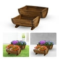 Set of 2 Pack - Solid Acacia Wood Half Barrel Planters Outdoor ...