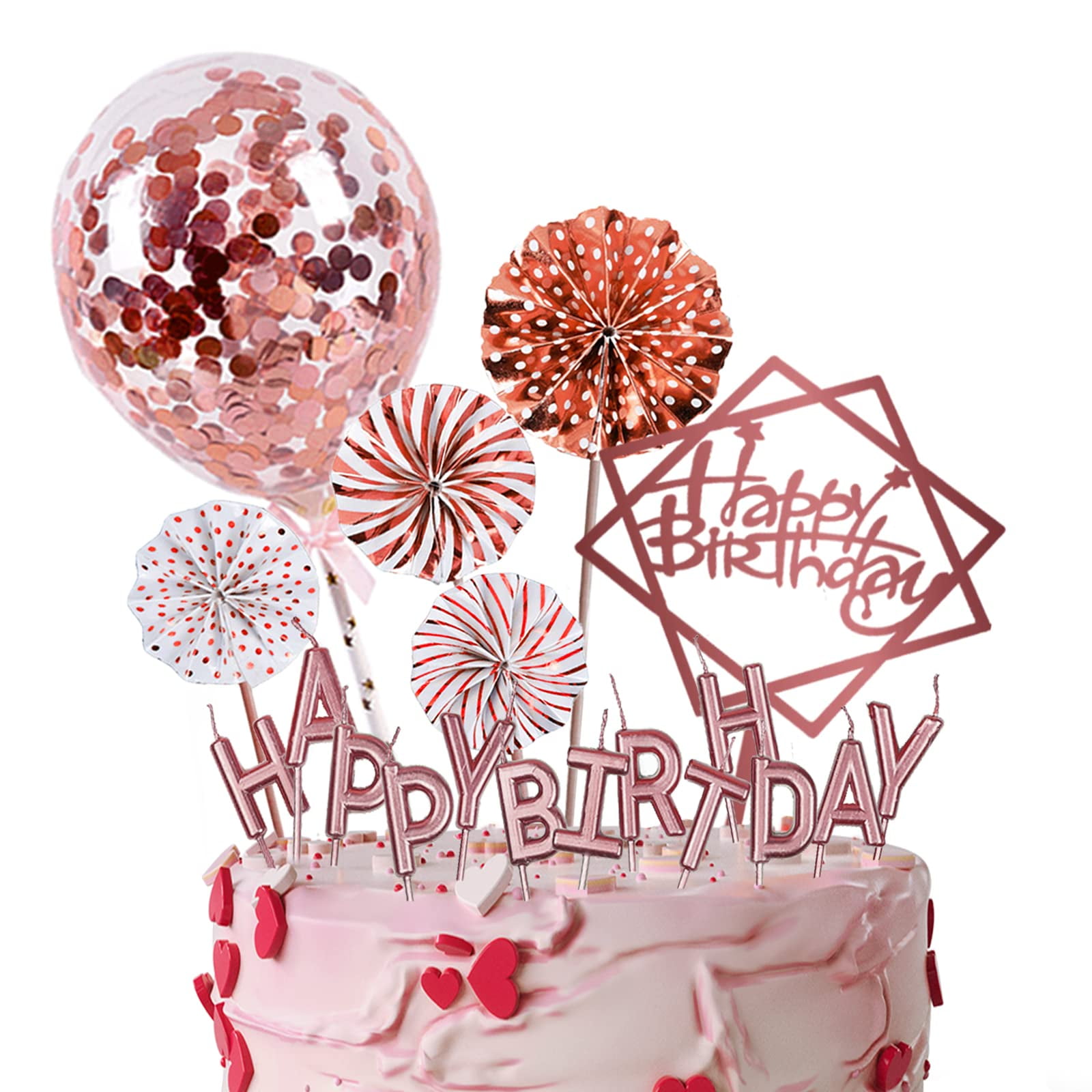 IEALODS Rose Gold Cake Topper Decoration ITL1 with Happy Birthday ...