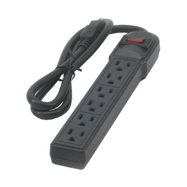 IEC ADP8000ABK Surge Suppressor Black UL 6 In Line Outlets 3 foot cord ...