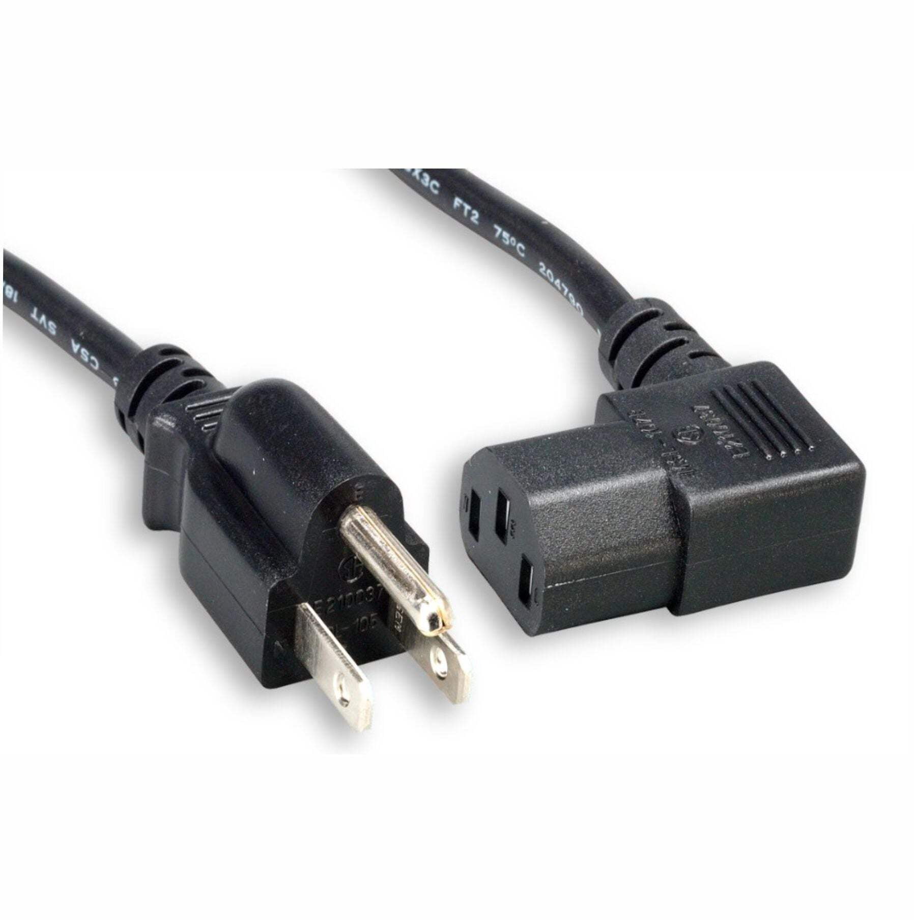 IEC C13 Right Angle to NEMA 5-15P Power Cable - 18 AWG - Walmart.com