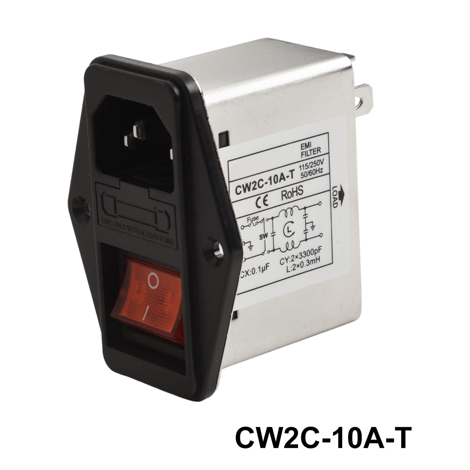 IEC Socket Type Power Filter CW2C-3A-T,CW2B-6A-T,CW2B-10A-T,CW2C-6A-T,CW2B-3A-T,CW2C-10A-T With ...