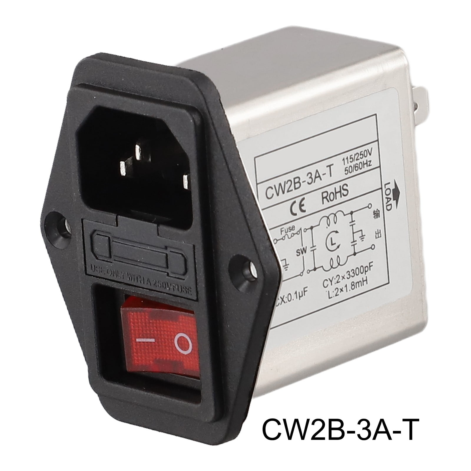 IEC Socket Type Power Filter CW2C-3A-T,CW2B-6A-T,CW2B-10A-T,CW2C-6A-T,CW2B-3A-T,CW2C-10A-T With ...
