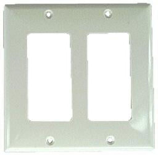 IEC WH20002 White Plastic Two Gang Wall Plate with 2 Decora Cutouts ...