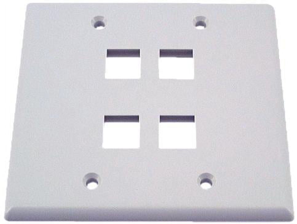 IEC WH20804 White Plastic Two Gang Wall Plate with 4 Cutouts for ...