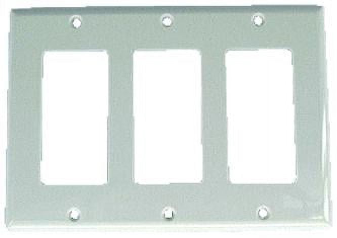 IEC WH30003 White Plastic Three Gang Wall Plate with 3 Decora Cutouts ...