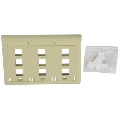 IEC WZ30809 Ivory Plastic Three Gang Wall Plate with 9 Cutouts for Keystone Inserts - Walmart.com