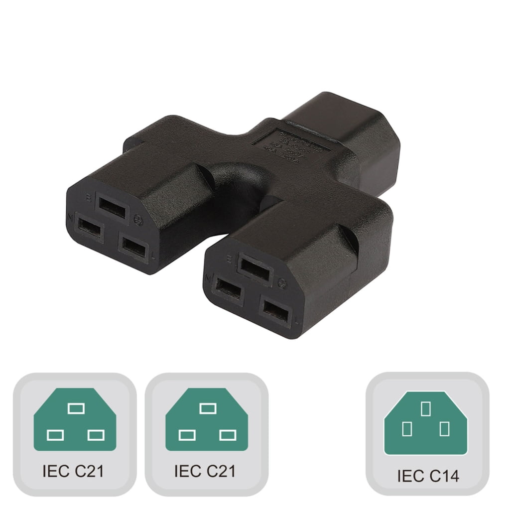 IEC320 C14 to Dual 2xC21 Power Adapter Double C21 Splitter Extension ...