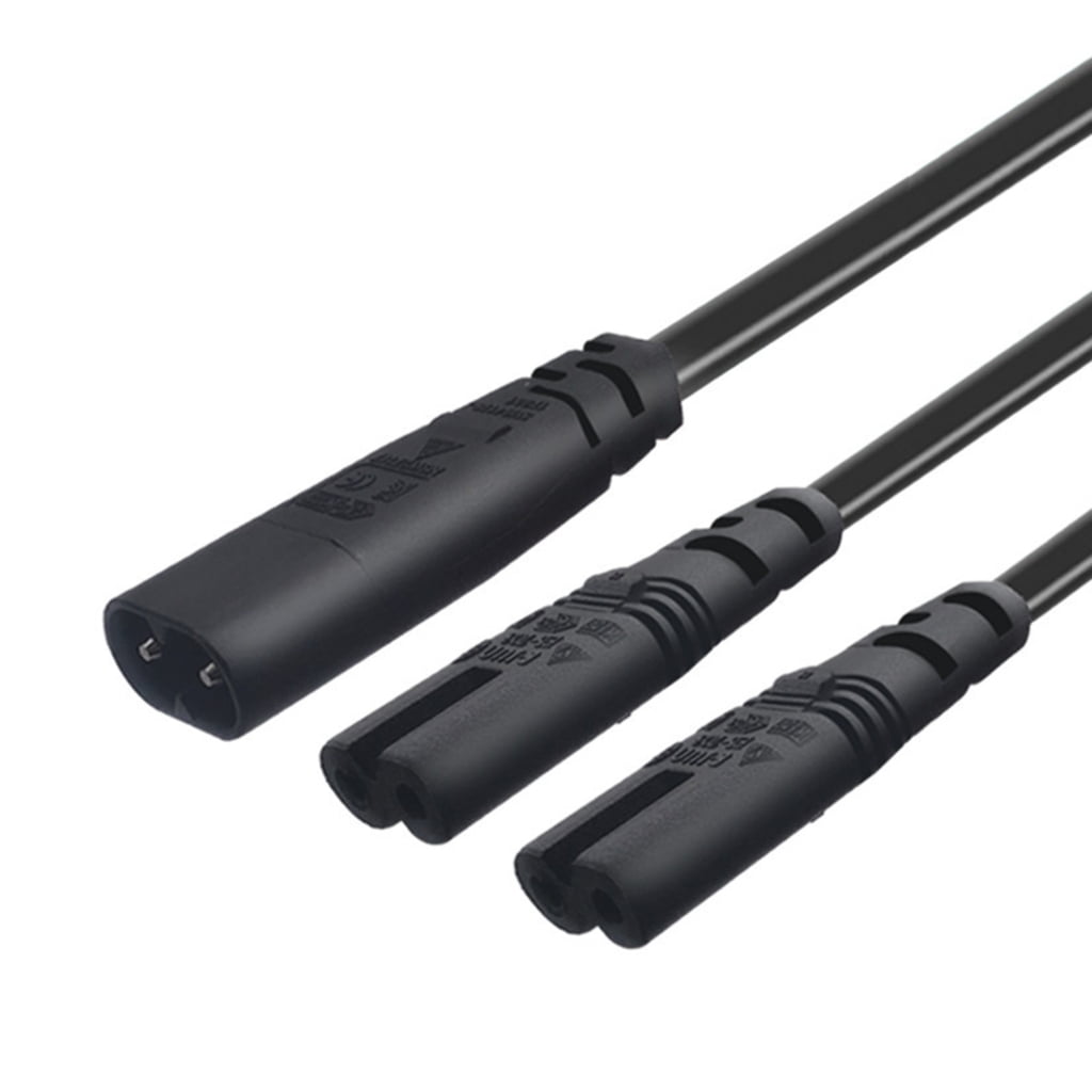 IEC320 C8 Male to 2xC7 Female Y Split Power Cable, Figure 8 Male to 2 ...