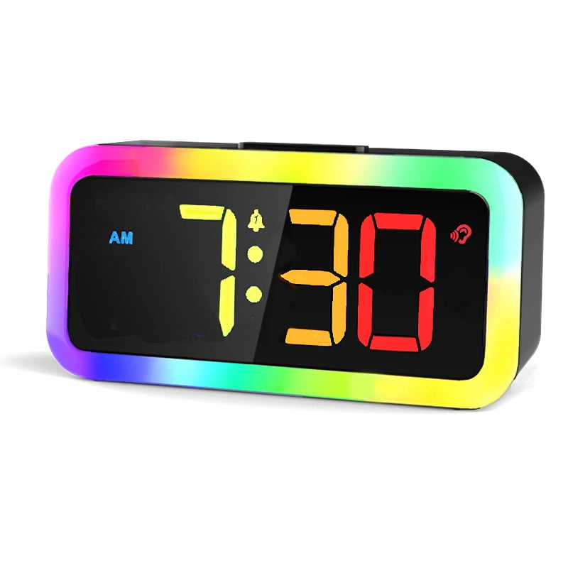 IED Digital Alarms Clock Colorful Alarm Clocks Desktop Voice-activated ...