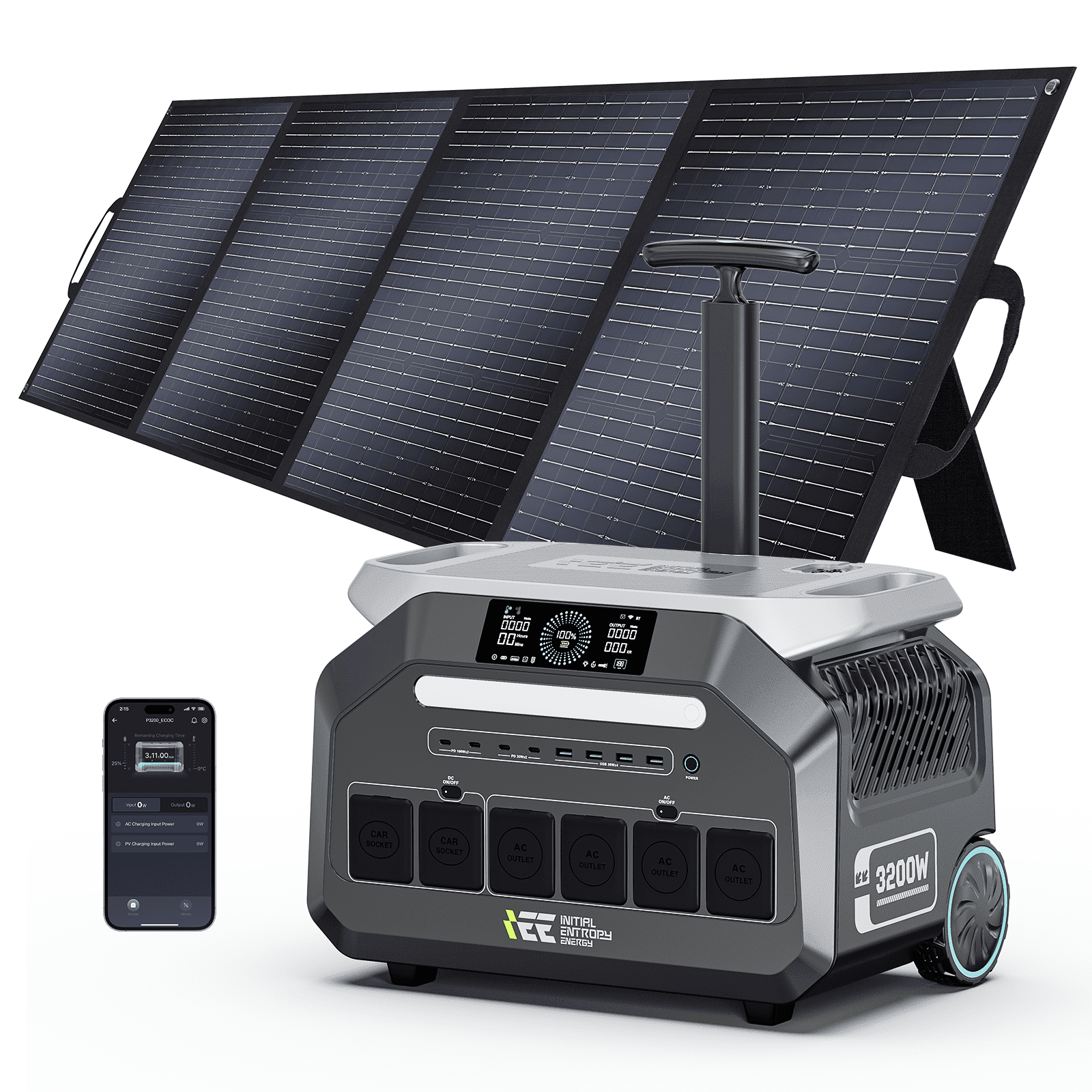 IEE P2400 Solar Generator with 200W Panels, LiFePO₄ Battery, EPS,APP ...