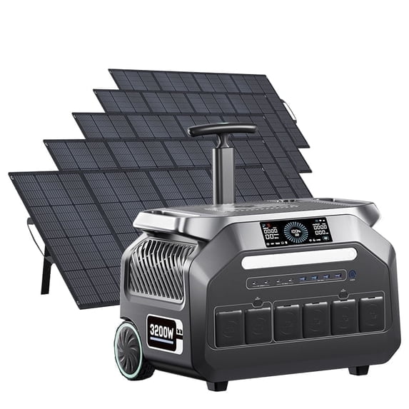 IEE P3200 Solar generator with 5X200W panels, LiFePO₄ Battery,EPS,APP ...
