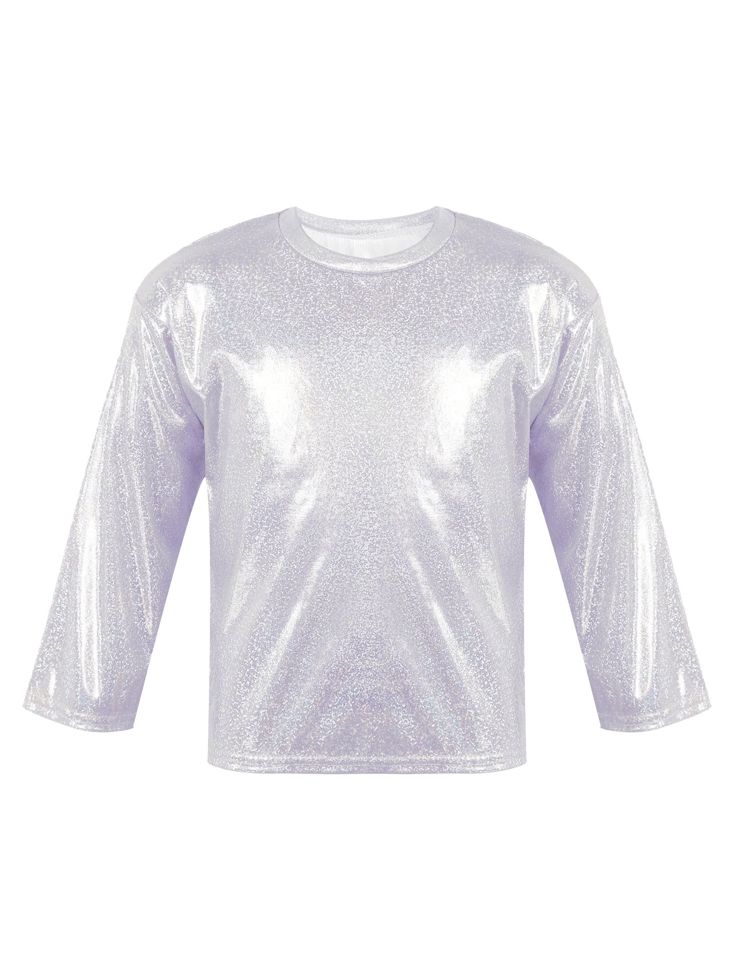 IEFIEL Big & Little Girls Shiny Metallic Holographic T-Shirt Long ...