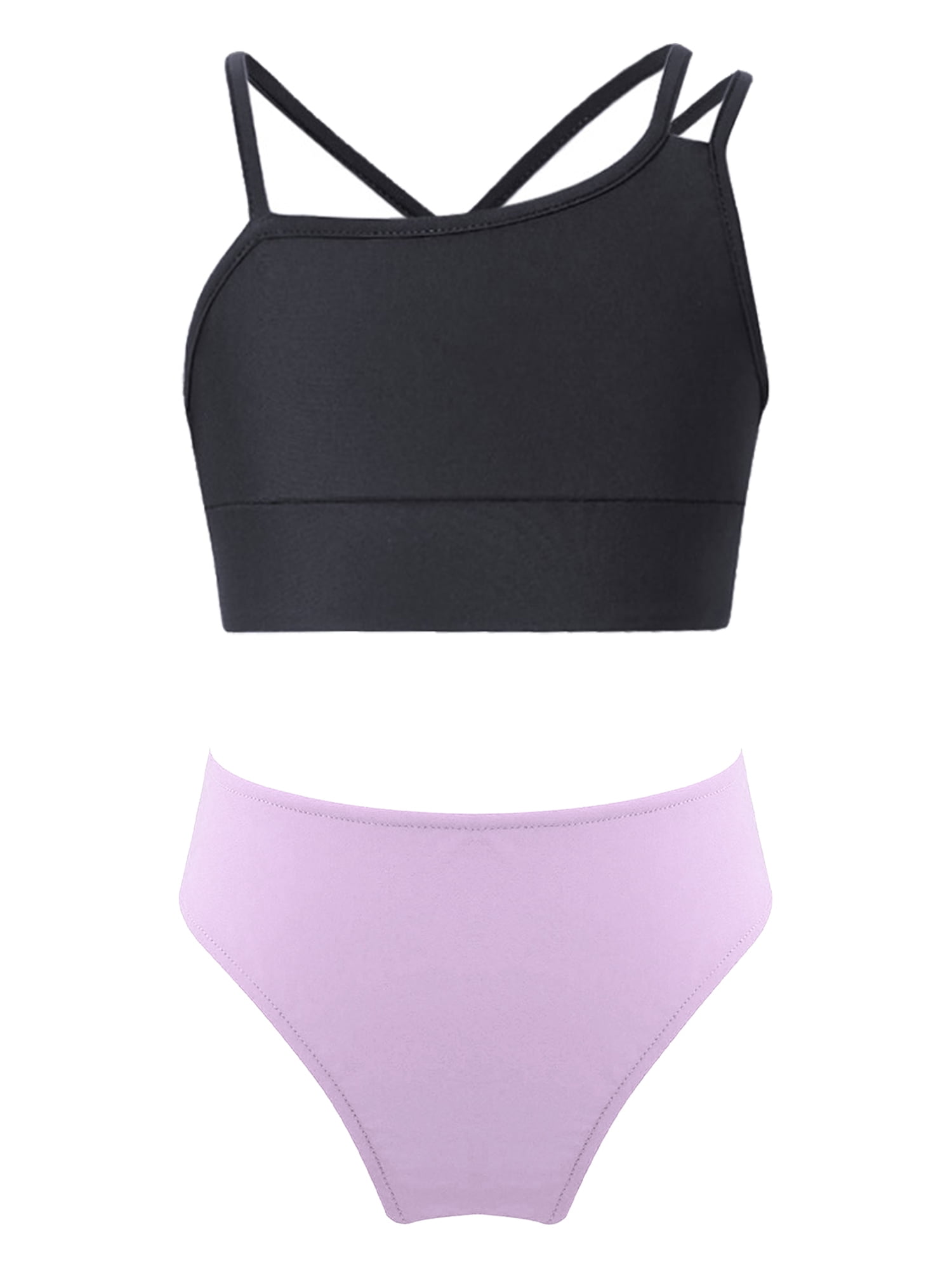 IEFIEL Girls 2-Piece Swimsuit Asymmetrical Spaghetti Shoulder Straps ...