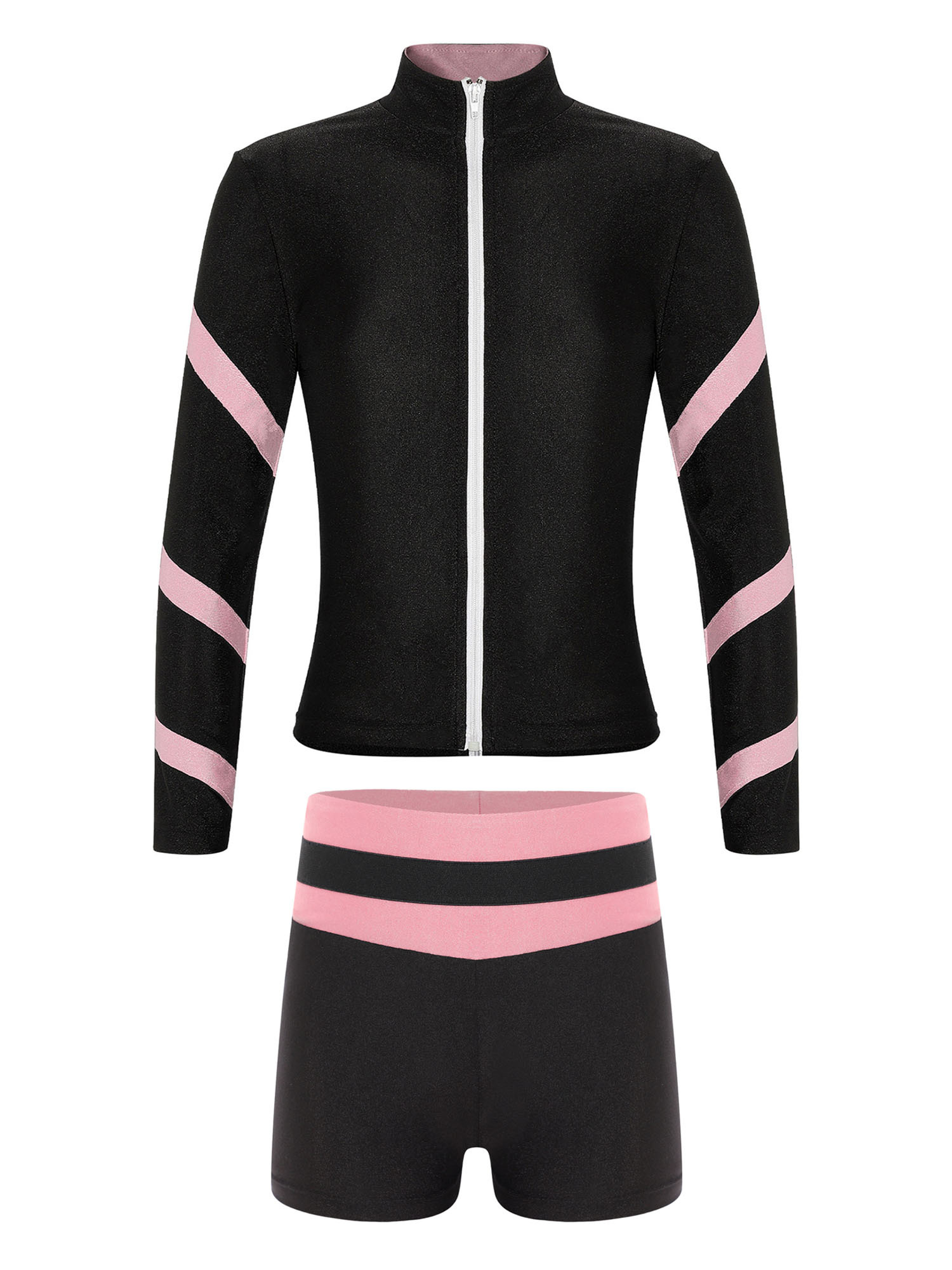 IEFIEL Girls 2Pcs Outfit Stripes Long Sleeve Zipper Front Coat with ...