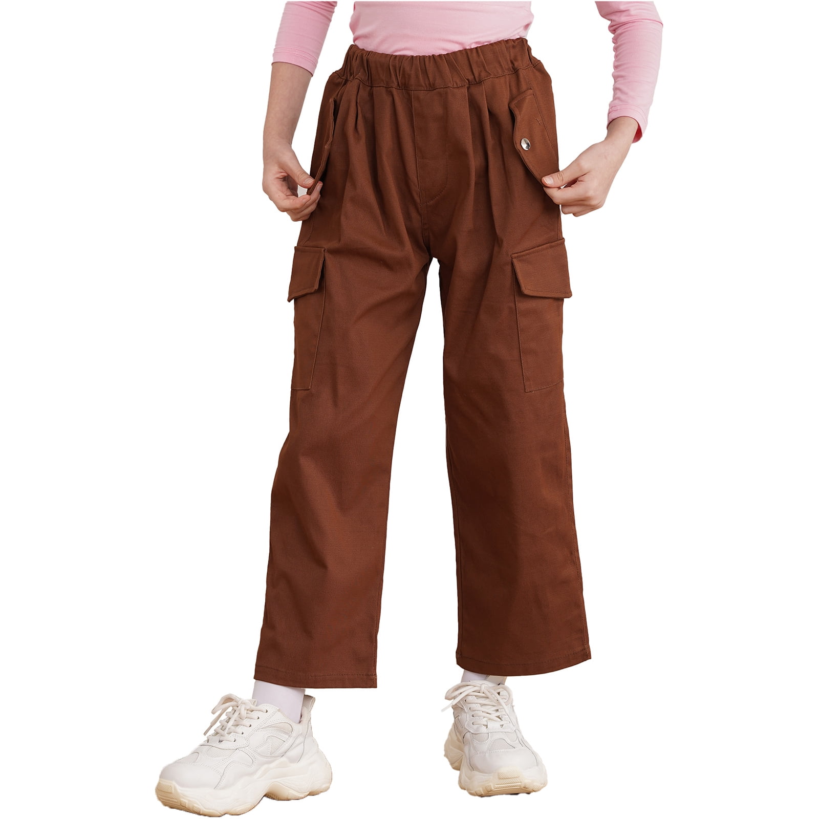 IEFIEL Girls Casual Jogger Cargo Pants Big Pockets Hip Hop Dance Pants ...