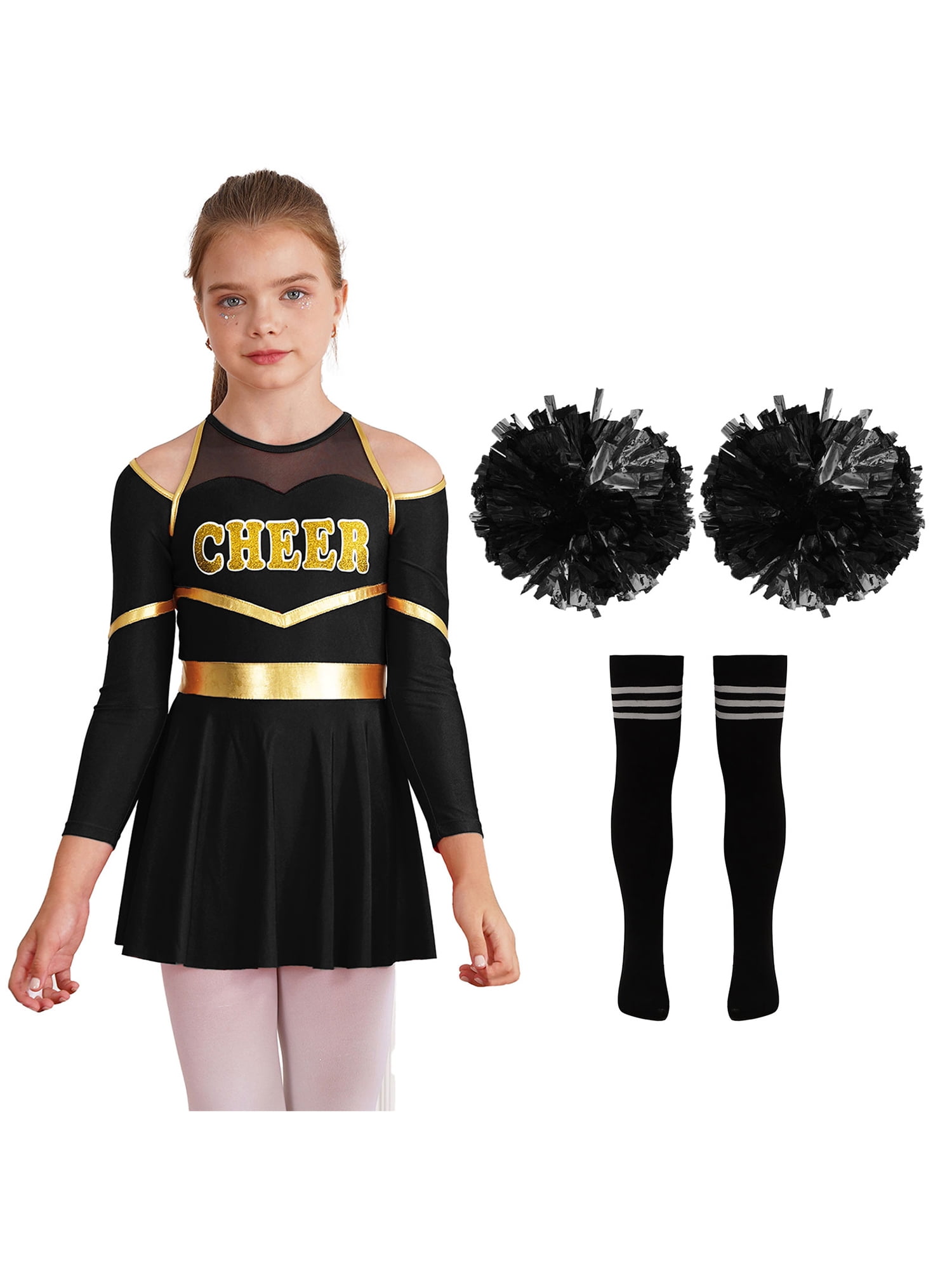 IEFIEL Girls Cheer Leader Uniform Carnival Dress Up Party Costume ...