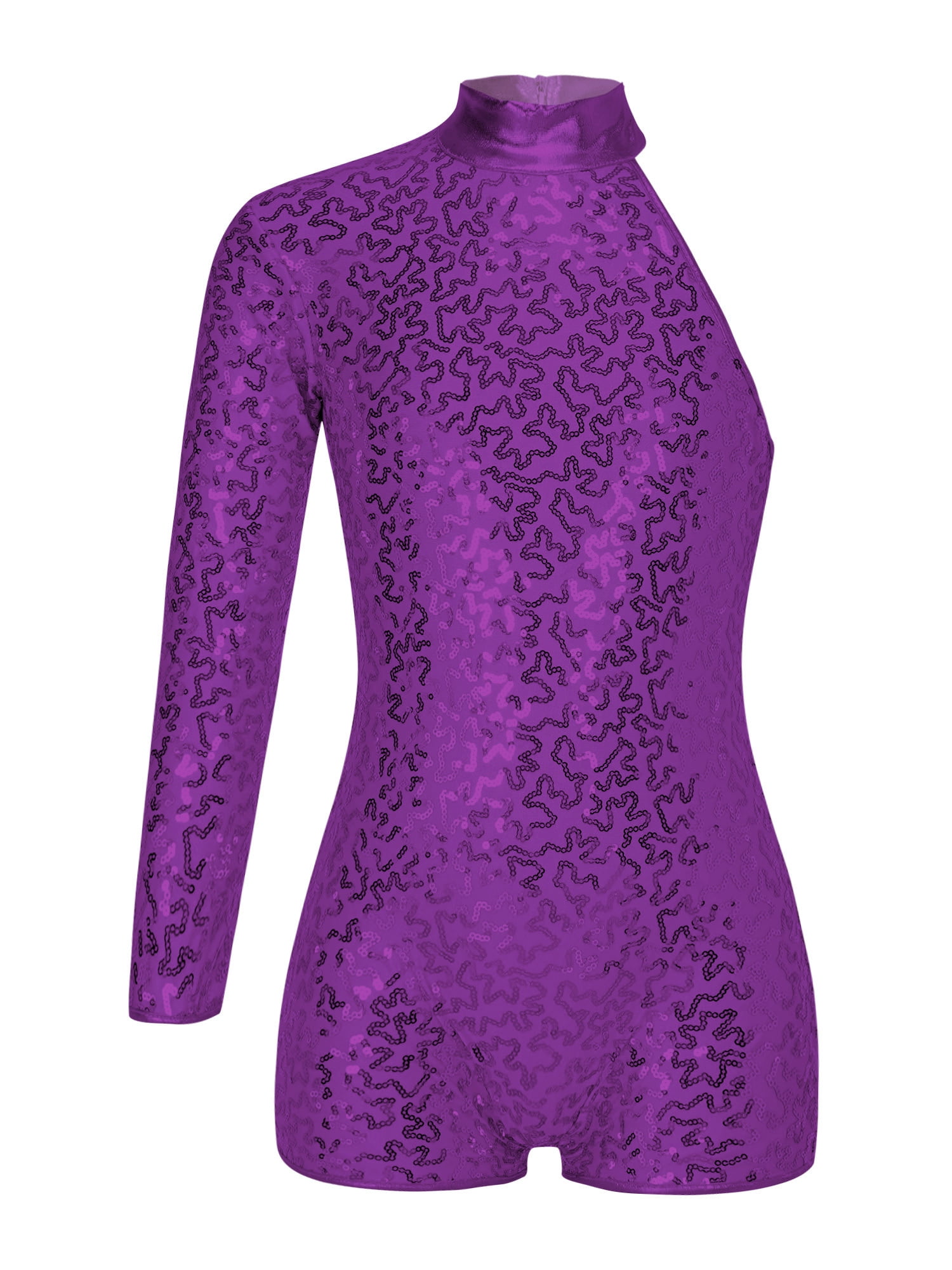 IEFIEL Girls Gymnastics Leotard One Shoulder Long Sleeve Glitter ...