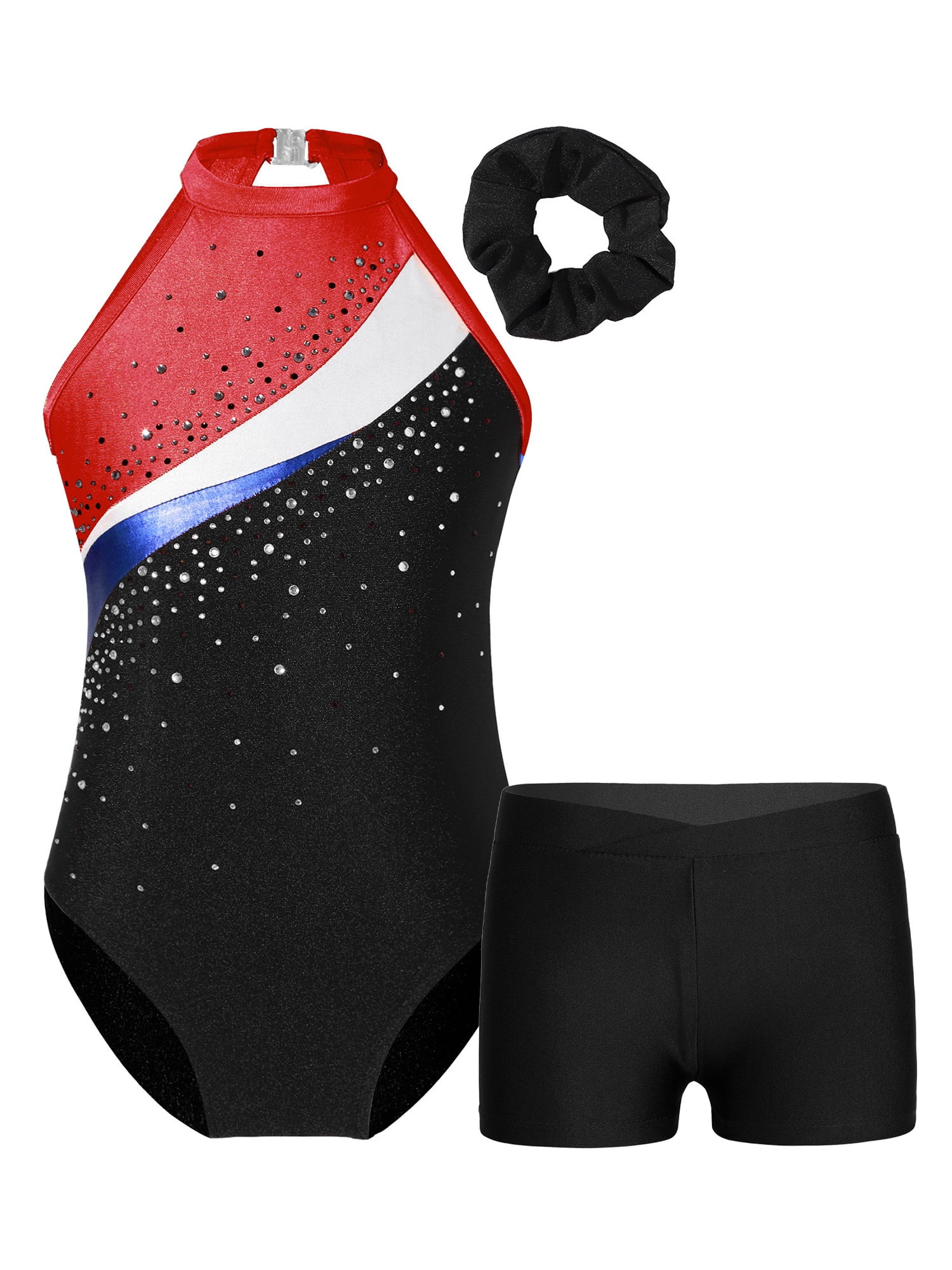 IEFIEL Girls Gymnastics Leotard Sparkly Dance Workout Unitard with ...