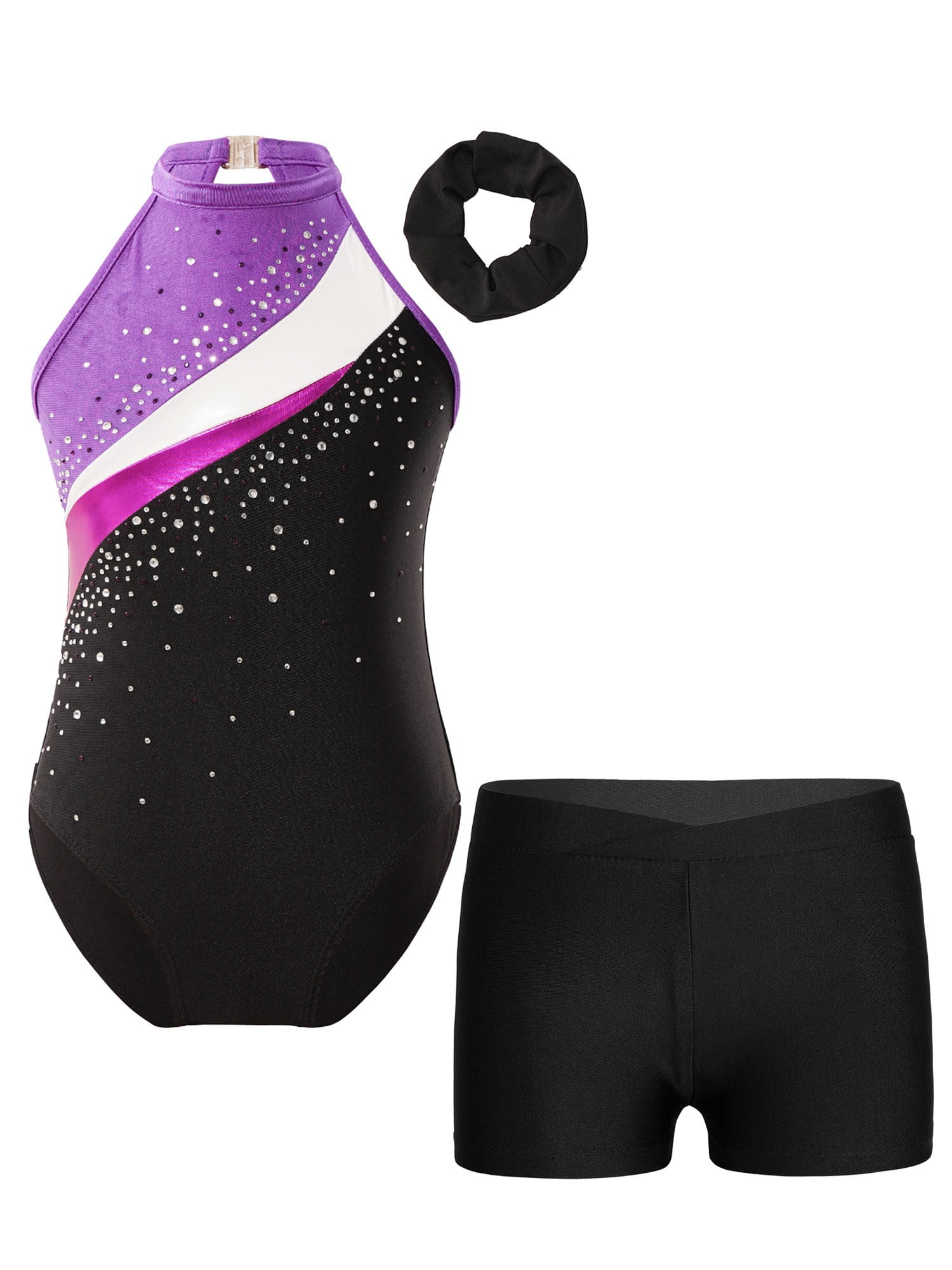 IEFIEL Girls Gymnastics Leotard Sparkly Dance Workout Unitard with ...