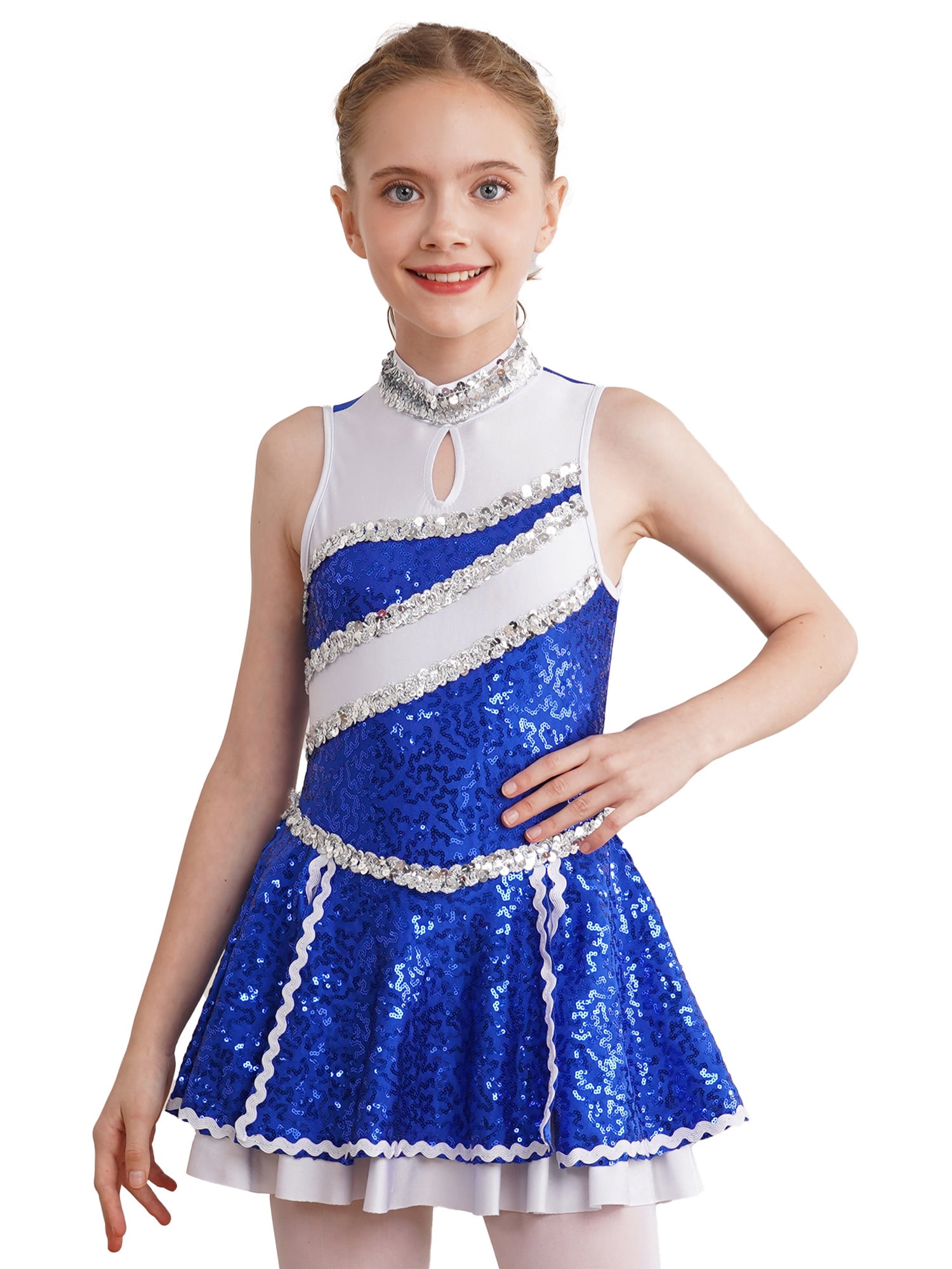 IEFIEL Girls Halloween Party Fancy Dress Costume Sequins Cheer Leader ...