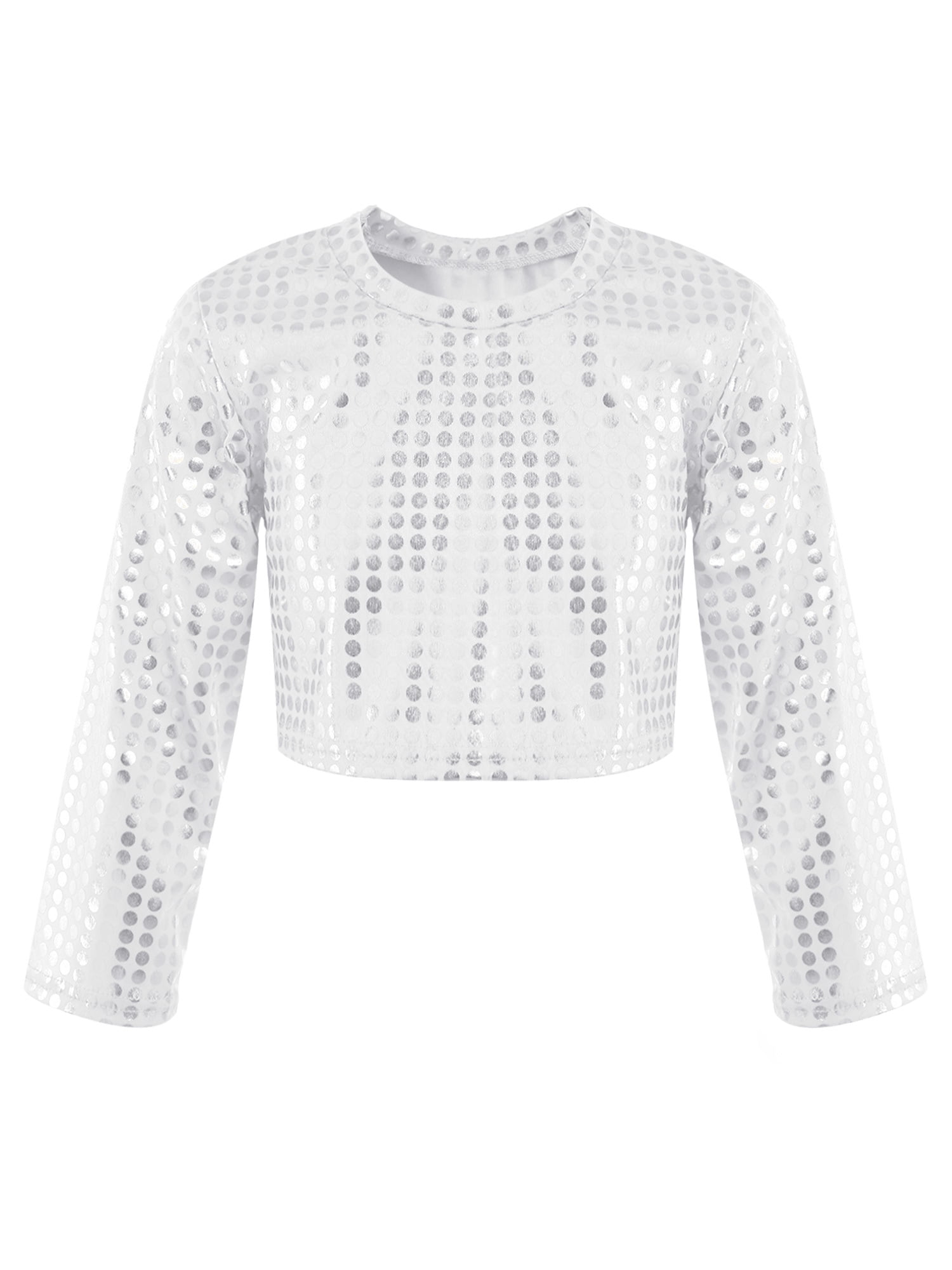 IEFIEL Girls Hip Hop Jazz Dance Costume Long Sleeve Crop Top,Sizes 3-18 ...