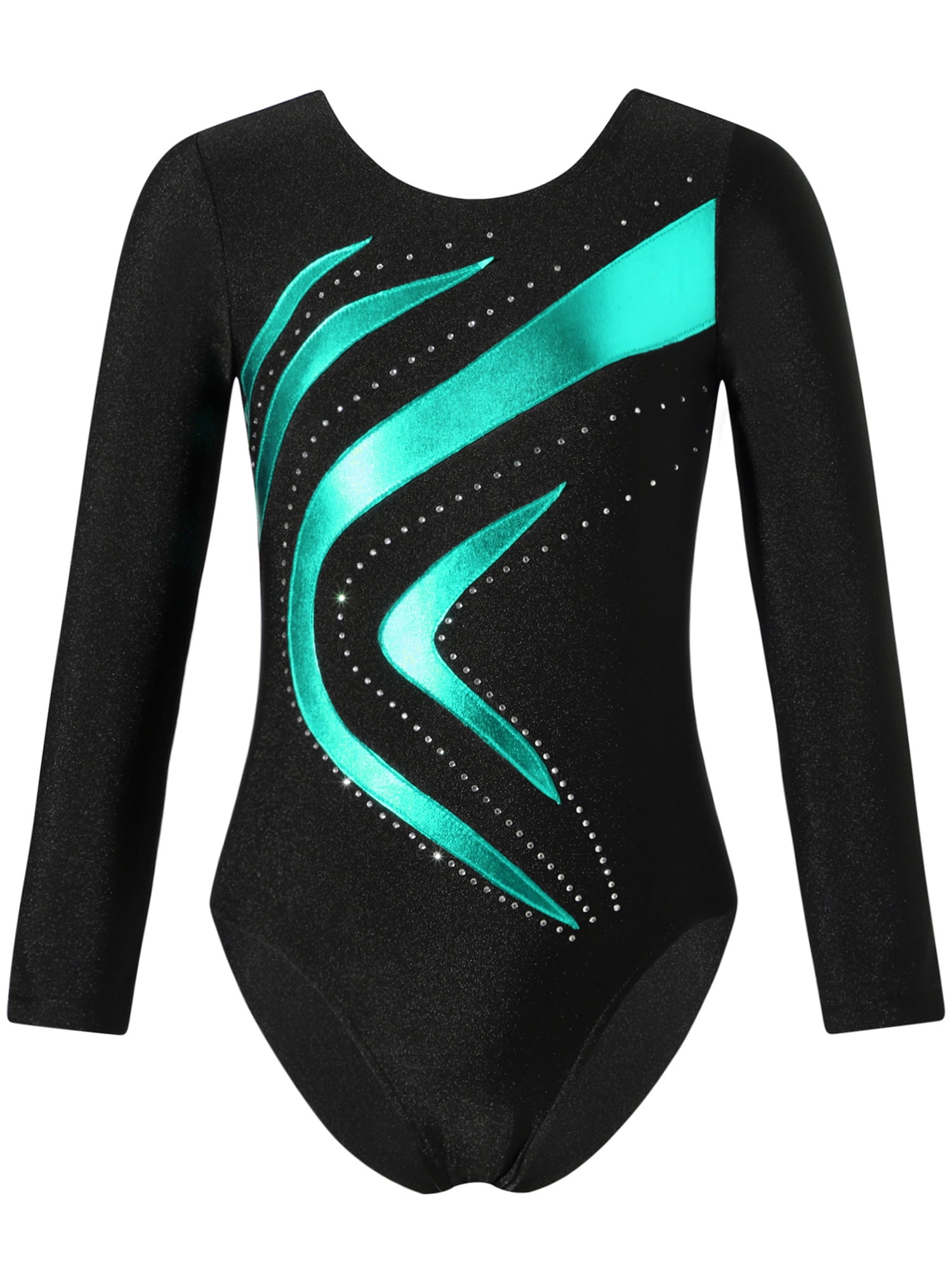 IEFIEL Girls Long Sleeve Dance Training Leotard Sparkle Glitters ...
