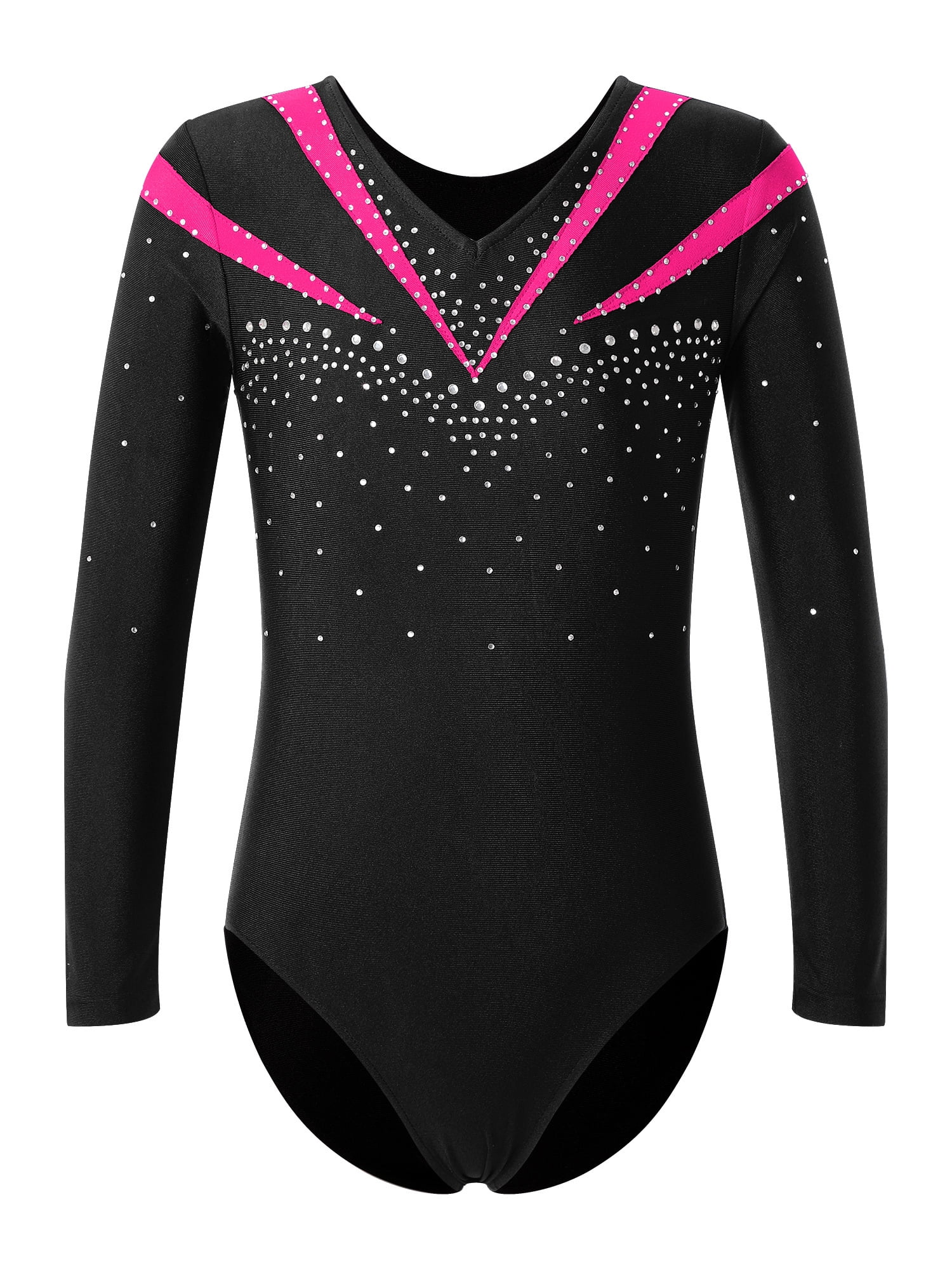 IEFIEL Girls Long Sleeve Dance Training Leotard Sparkle Glitters ...