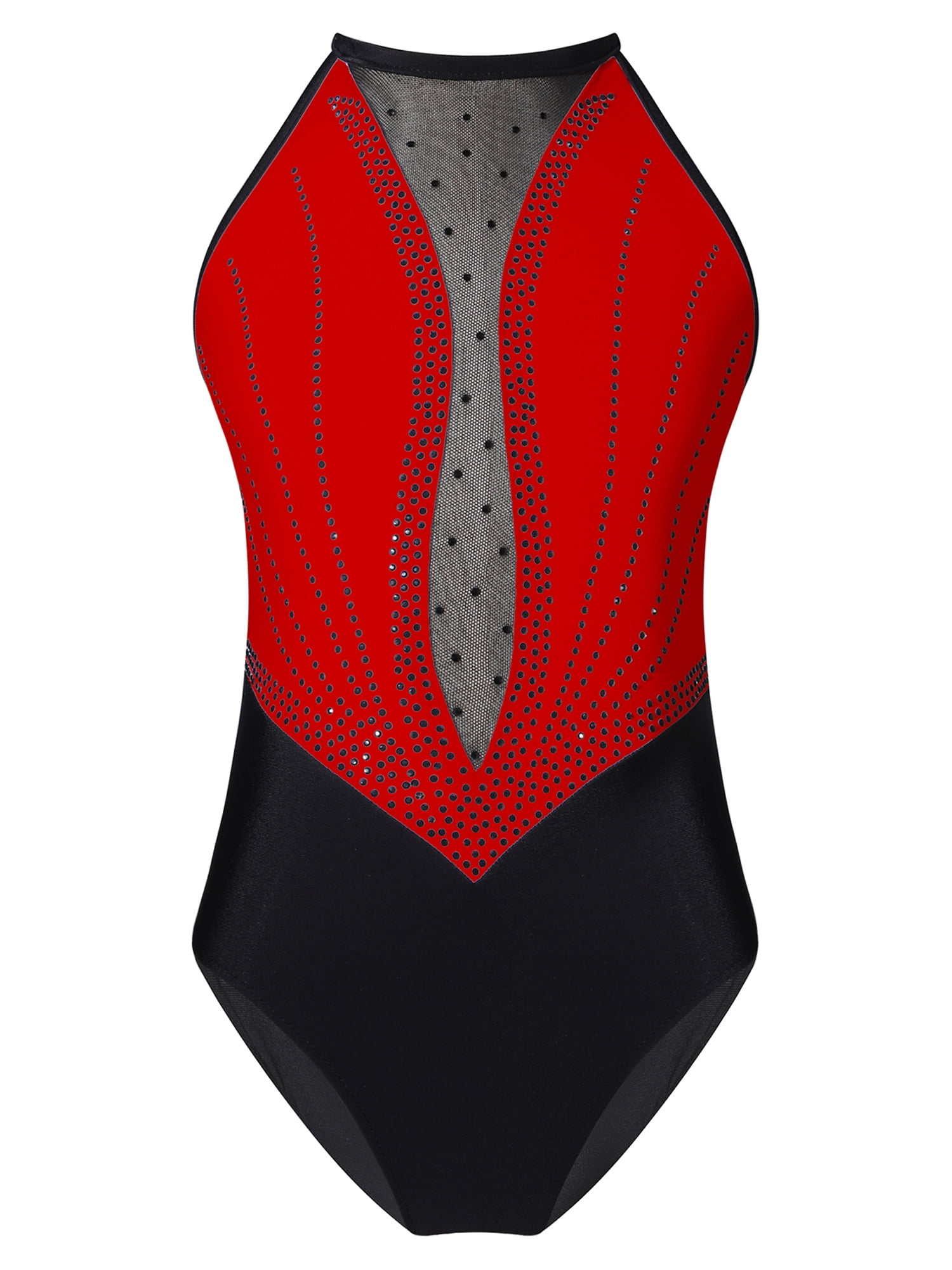 IEFIEL Girls Shiny Rhinestone Gymnastics Leotard Sparkly One-Piece ...