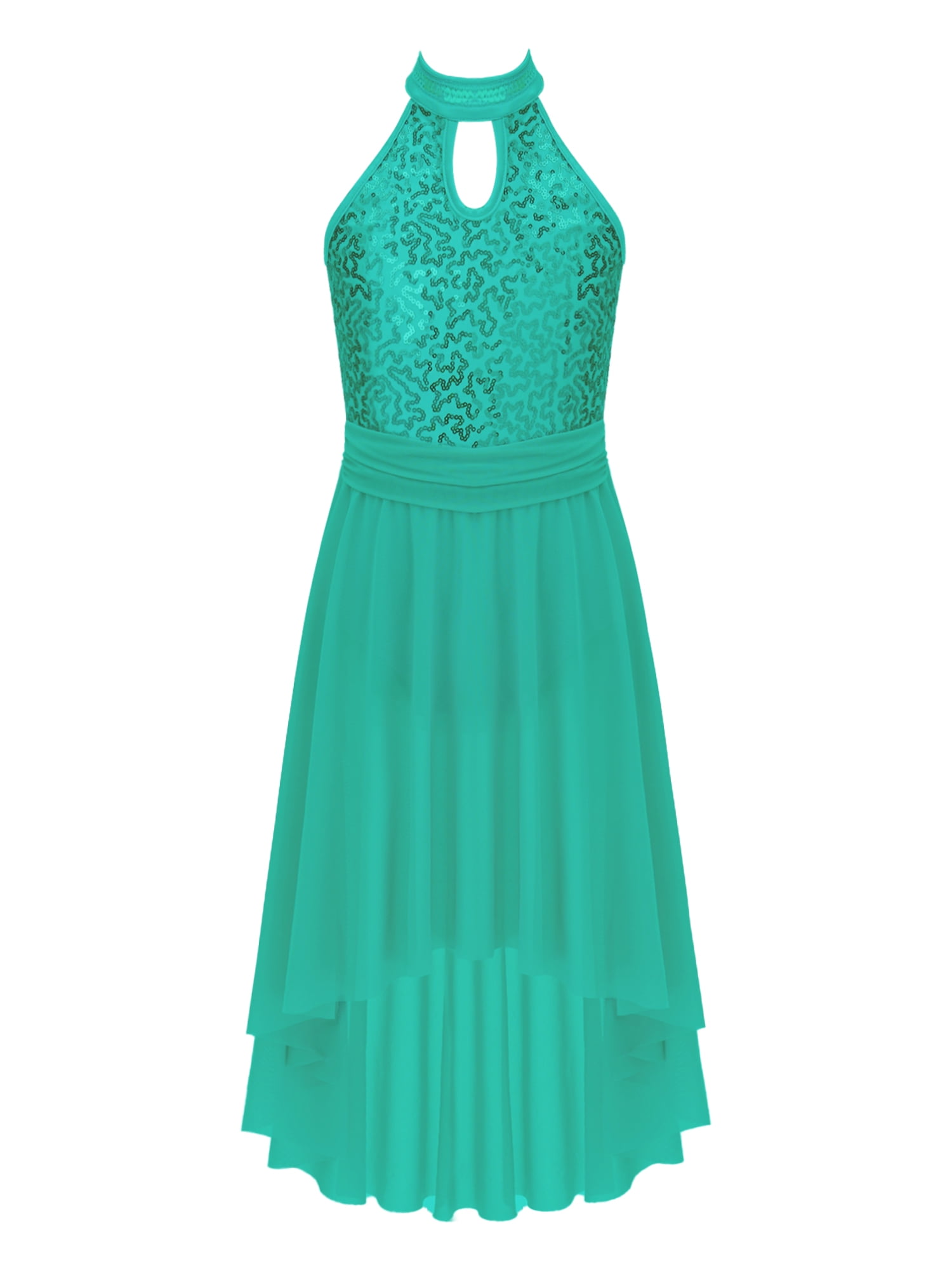 IEFIEL Girls Shiny Sequins Ballet Dance Leotard Dress Cutout Back ...