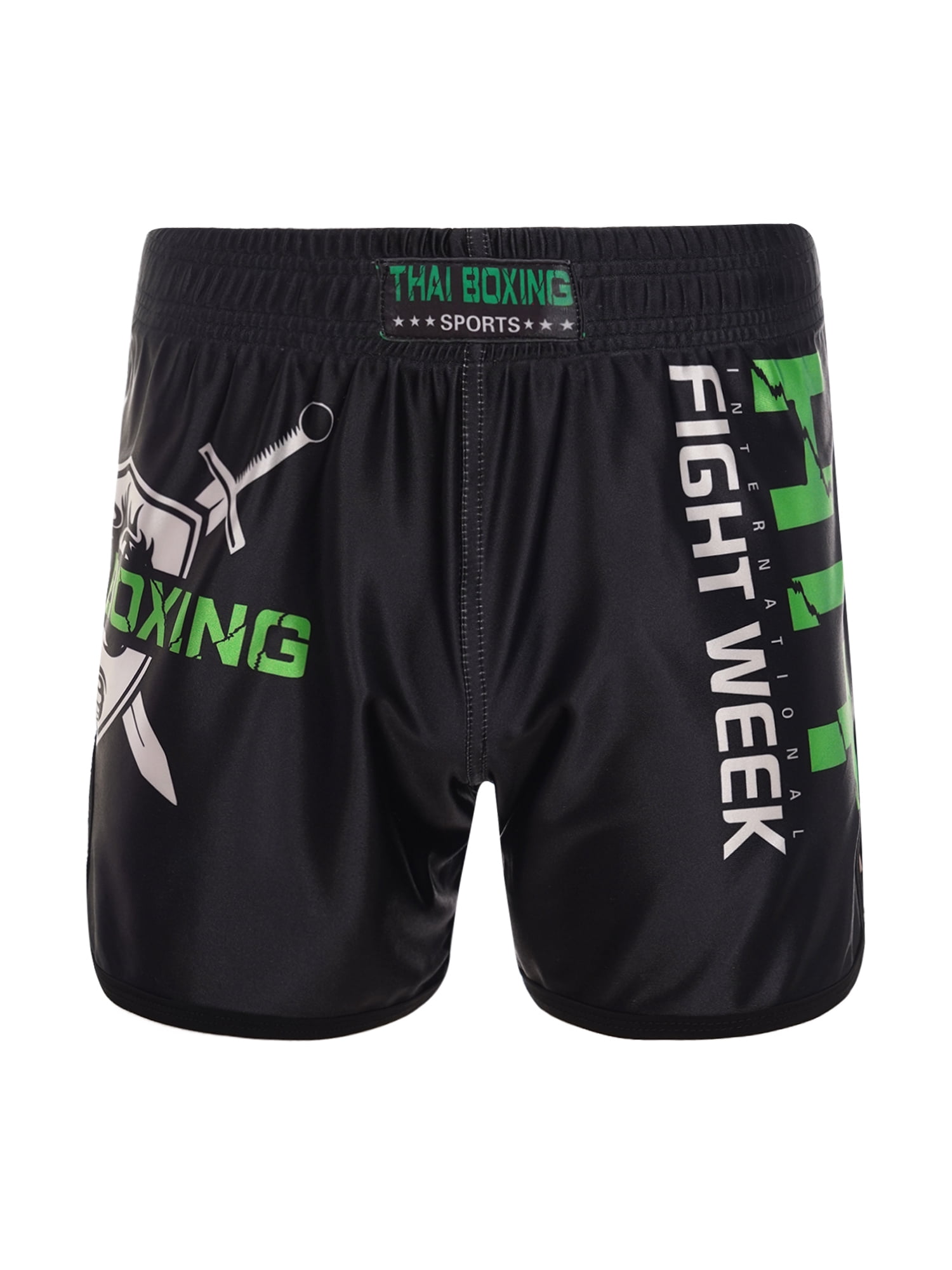 IEFIEL Kids Boys Wide Waistband Boxing Shorts Side Split Printed Gym ...
