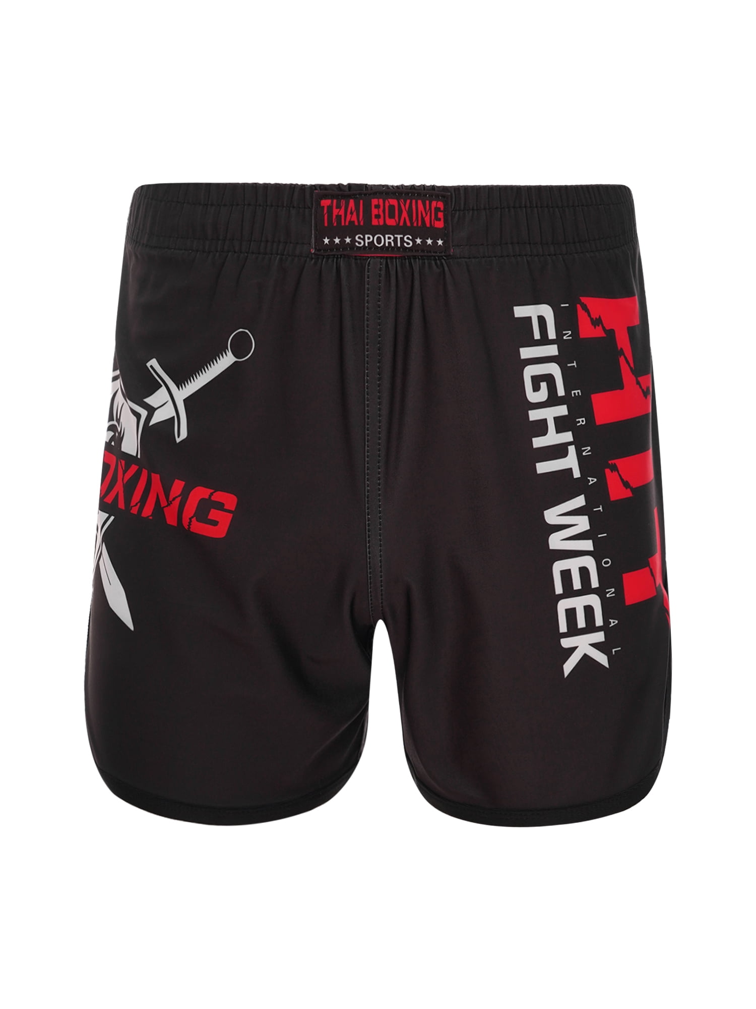 IEFIEL Kids Boys Wide Waistband Boxing Shorts Side Split Printed Gym ...