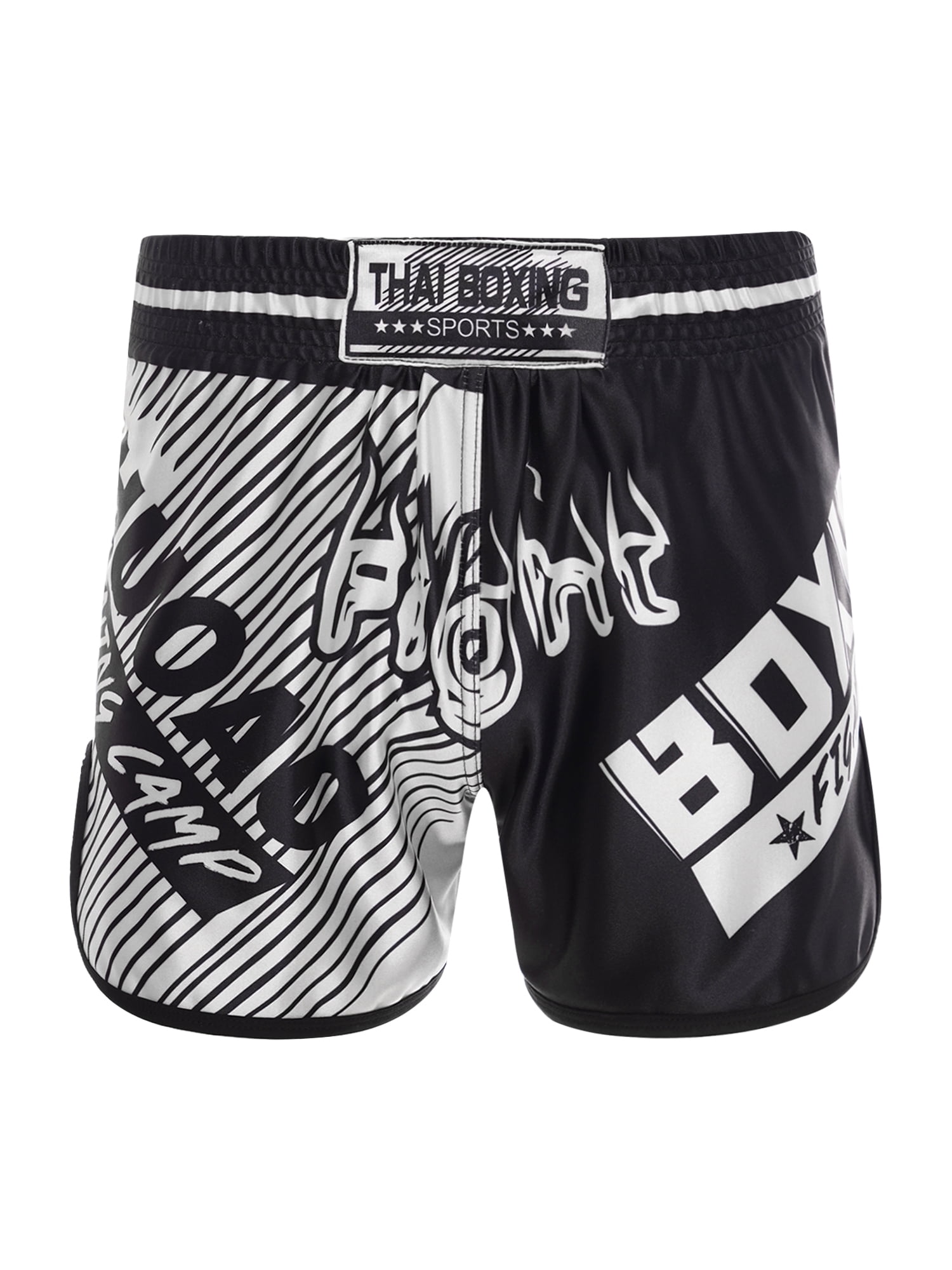 IEFIEL Kids Boys Wide Waistband Boxing Shorts Side Split Printed Gym ...