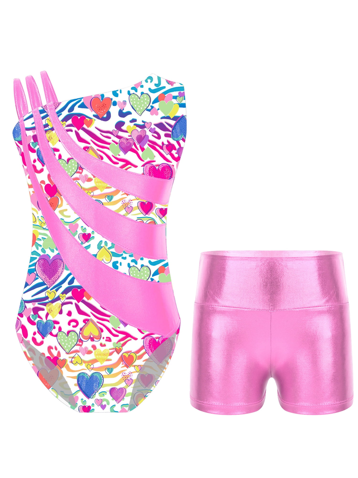 IEFIEL Kids Girls Asymmetrical Shoulder Dance Outfit Sleeveless Ballet ...