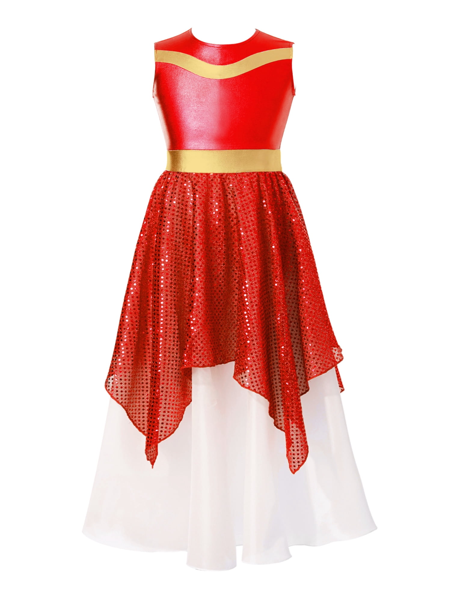 IEFIEL Kids Girls Church Praise Worship Dress Bronzing Sleeveless ...