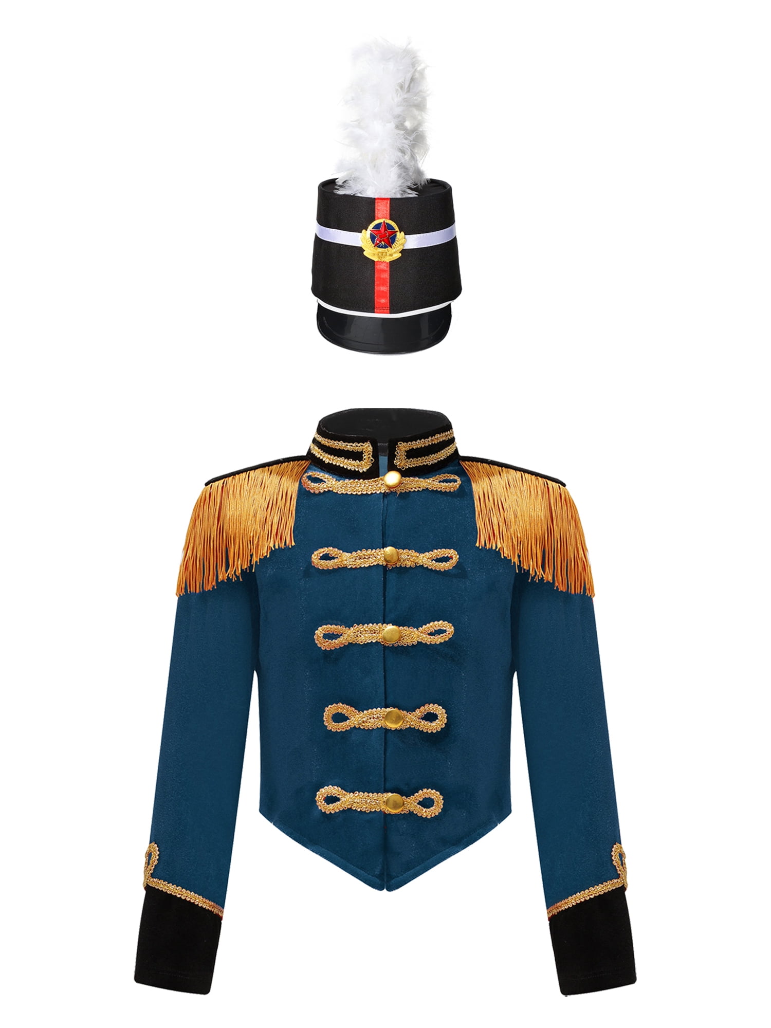 IEFIEL Kids Girls Circus Ringmaster Costume Marching Band Uniform ...