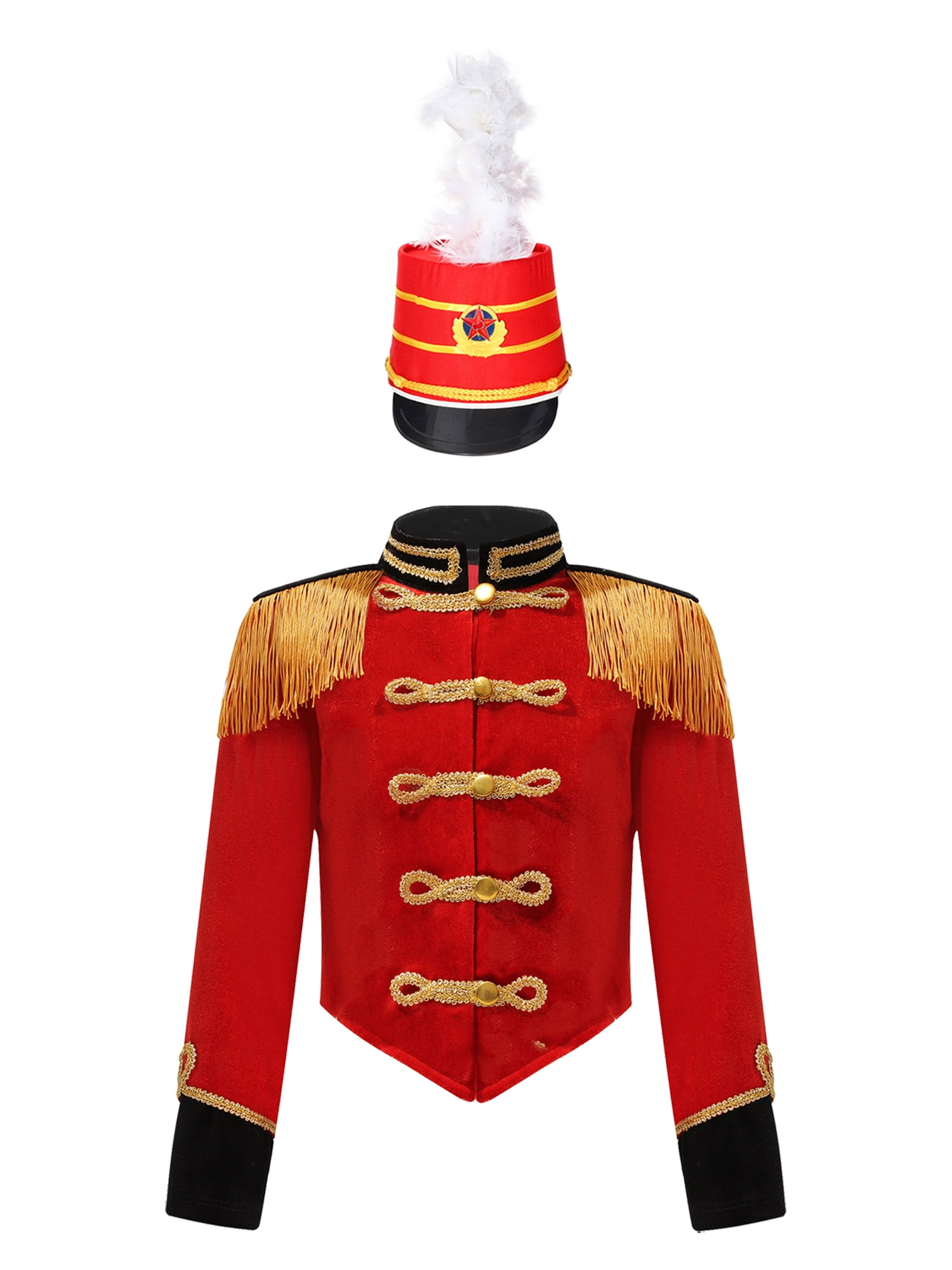 IEFIEL Kids Girls Circus Ringmaster Costume Marching Band Uniform ...