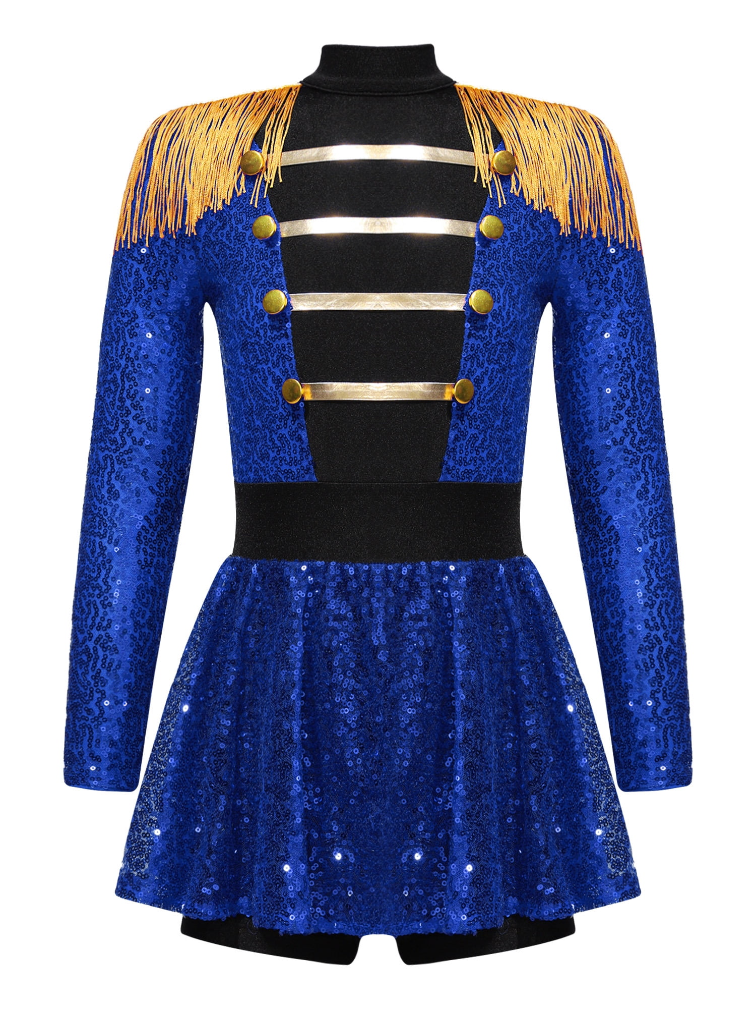 IEFIEL Kids Girls Circus Ringmaster Costume Sequins Vintage Tassel ...