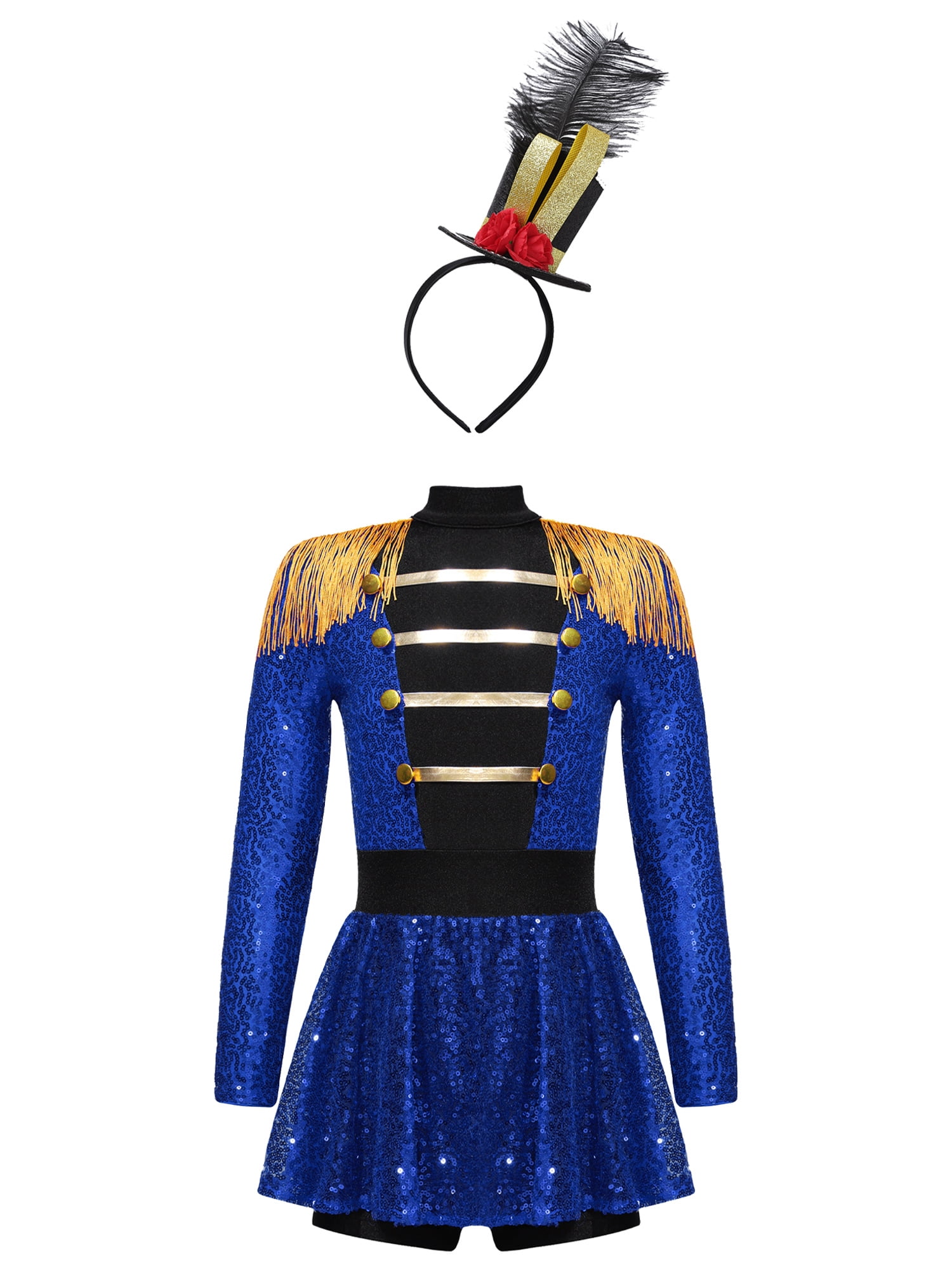 IEFIEL Kids Girls Circus Ringmaster Costume Sequins Vintage Tassel ...