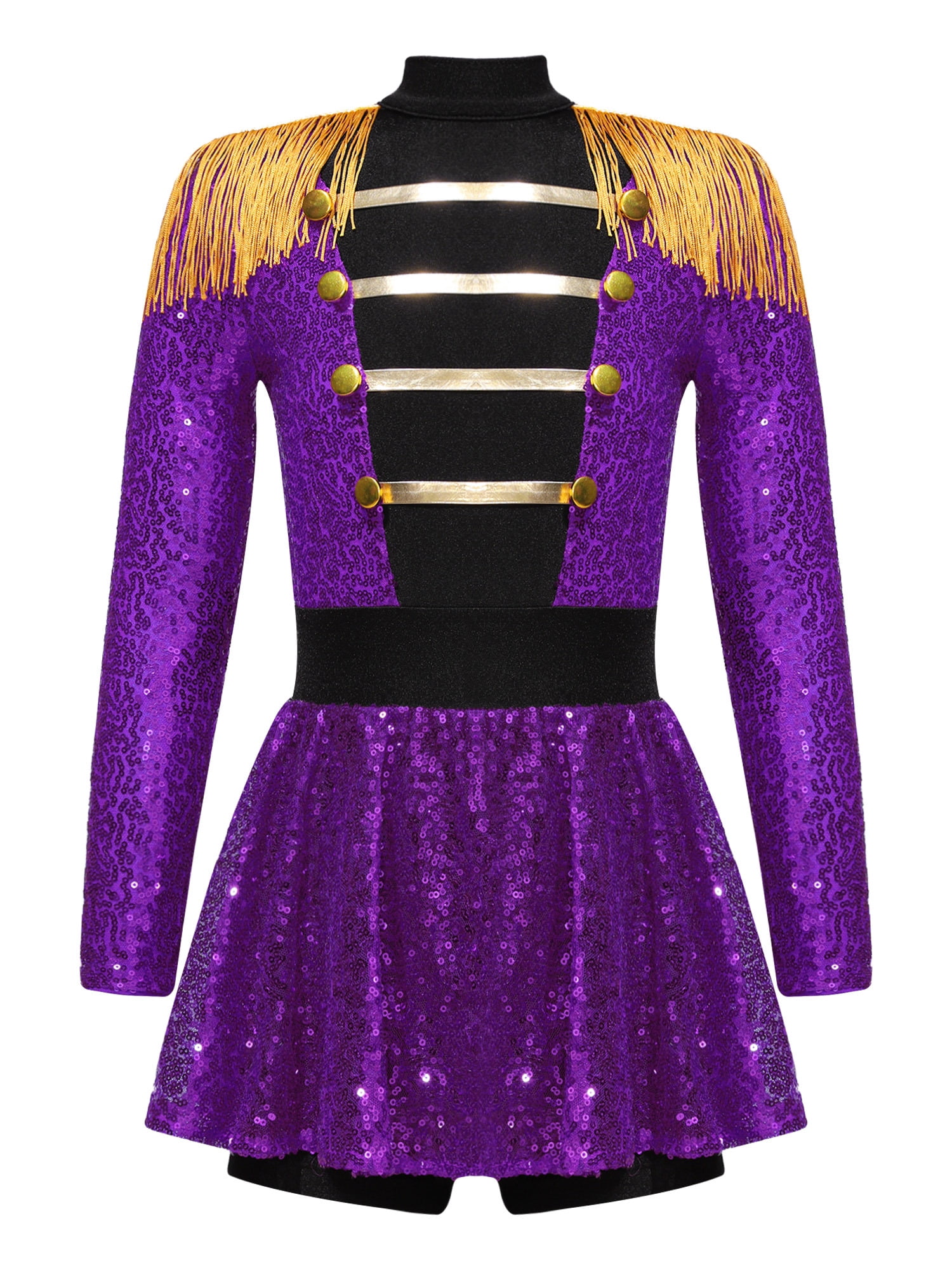 IEFIEL Kids Girls Circus Ringmaster Costume Sequins Vintage Tassel ...