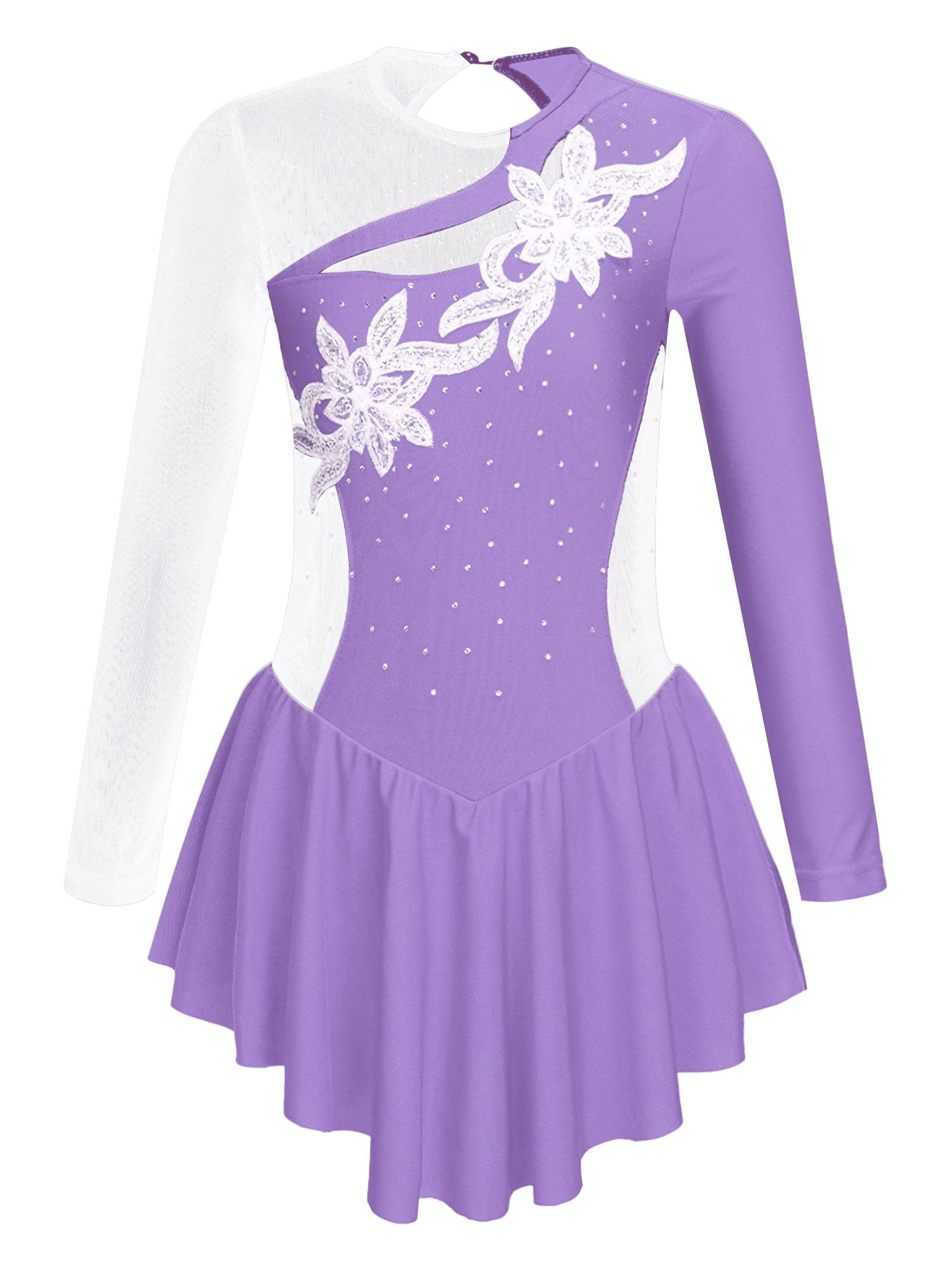 IEFIEL Kids Girls Figure Ice Skating Dress Long Sleeve Sparkly ...