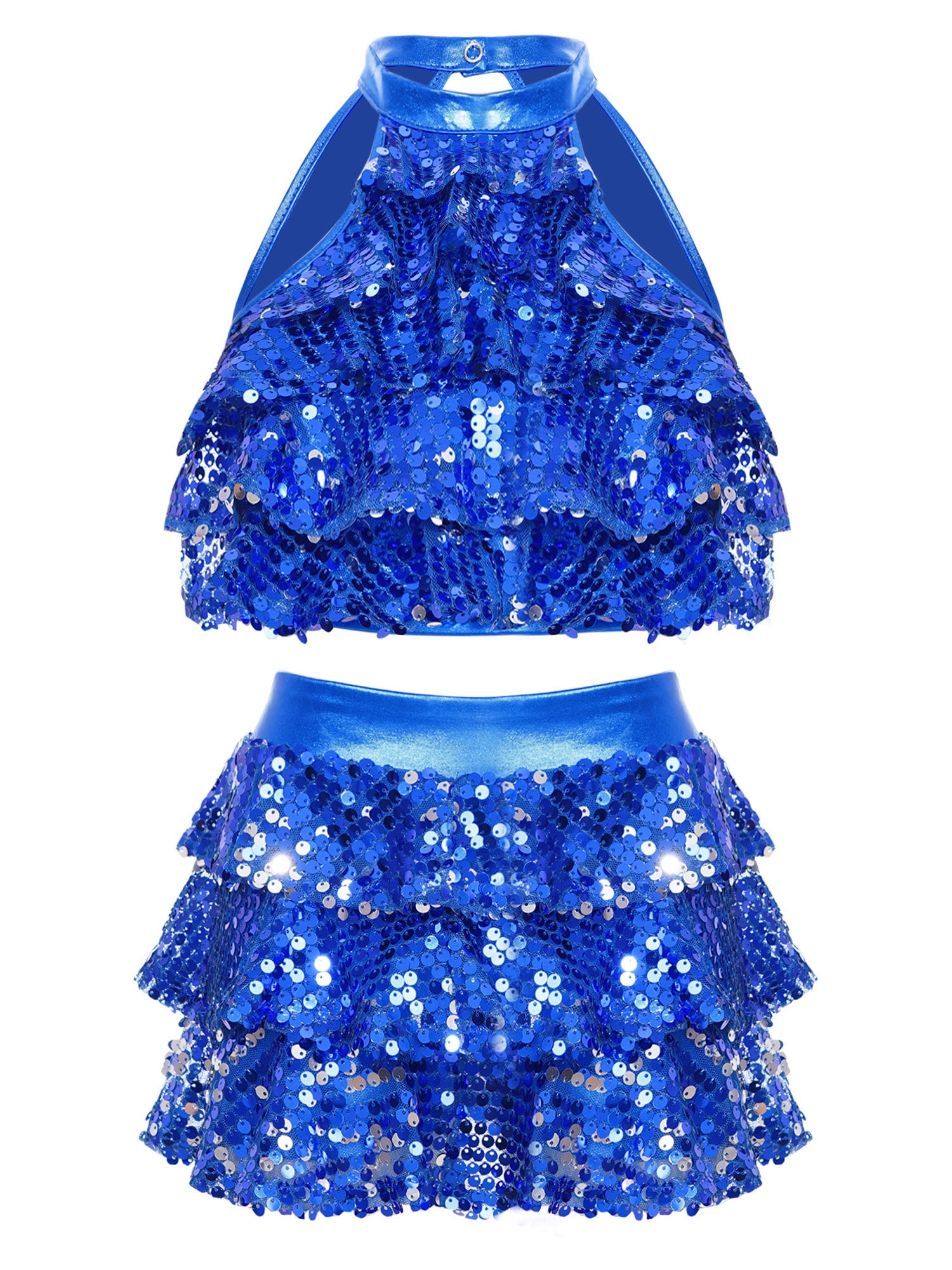 IEFIEL Kids Girls Latin Jazz Salsa Dance Costume Dancewear Backless ...