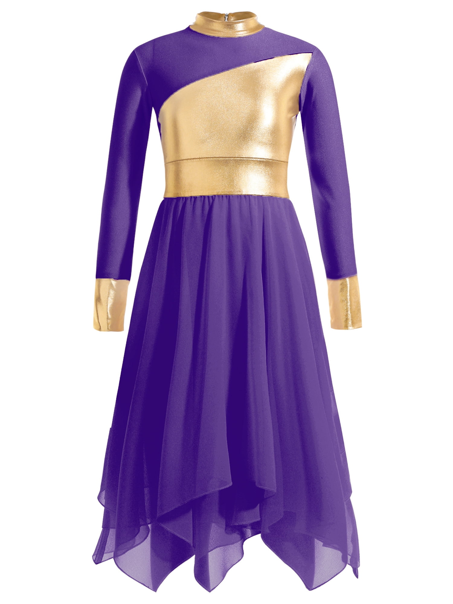 IEFIEL Kids Girls Liturgical Praise Dance Dress Bronzing Cross Pattern ...