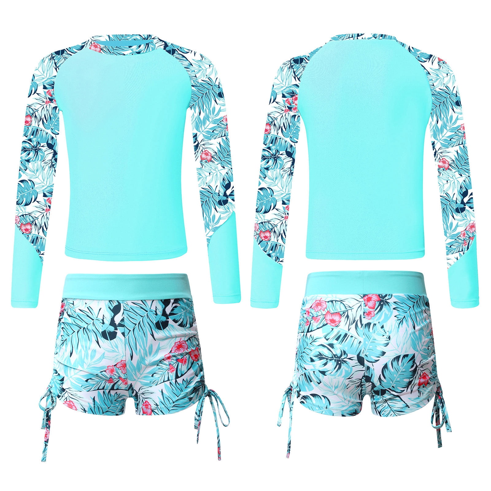 IEFIEL Kids Girls Rashguard Two-Pieces Swimsuit Swim Shirt Tops with ...