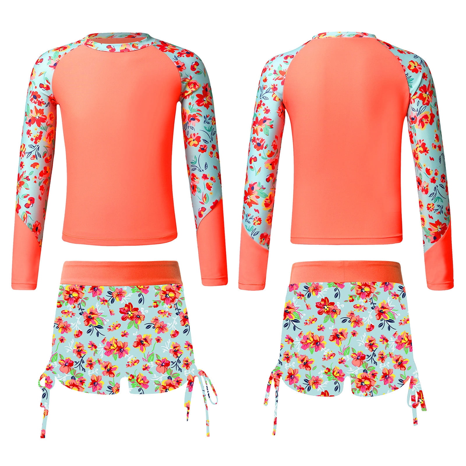 IEFIEL Kids Girls Rashguard Two-Pieces Swimsuit Swim Shirt Tops with ...