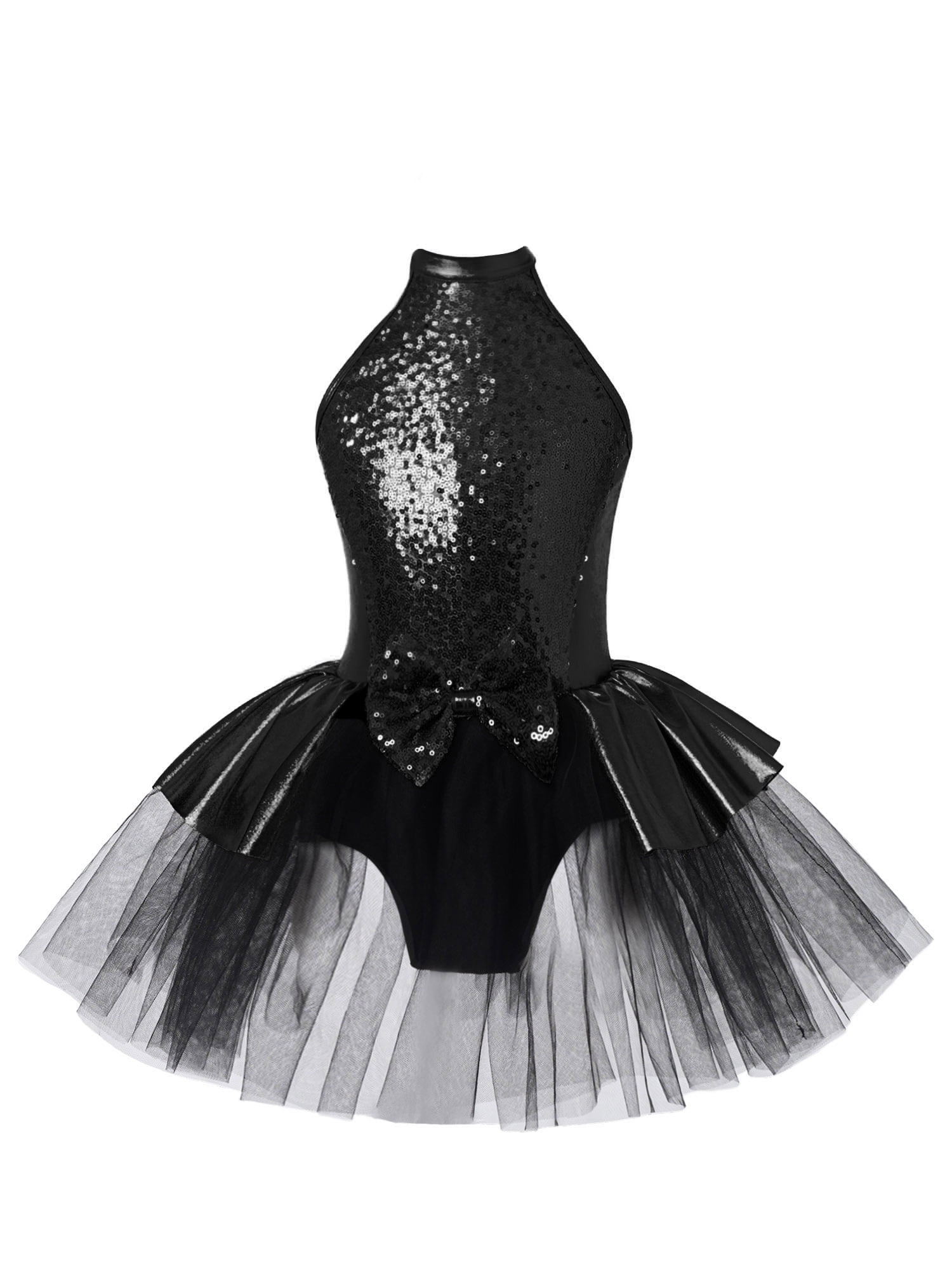 IEFIEL Kids Girls Sparkly Sequins Ballet Tutus Dance Wear Halter Mesh ...