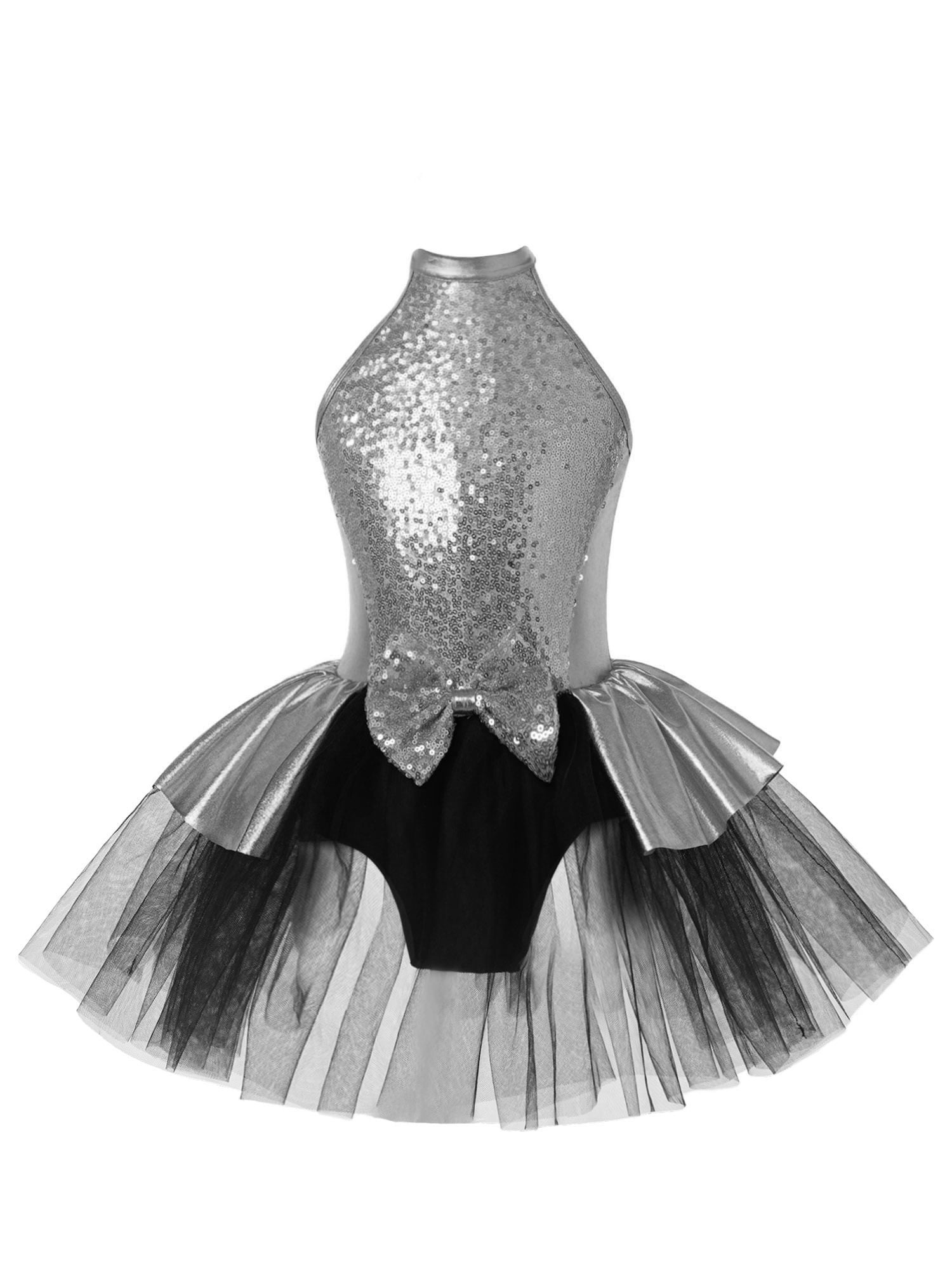 IEFIEL Kids Girls Sparkly Sequins Ballet Tutus Dance Wear Halter Mesh ...