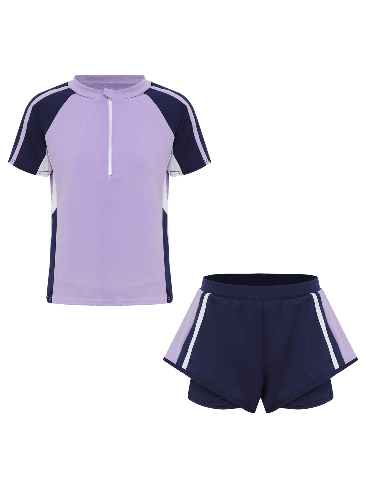 IEFIEL Kids Girls Tankini 2Pcs Printed Swimwear Swimming Shirt with ...