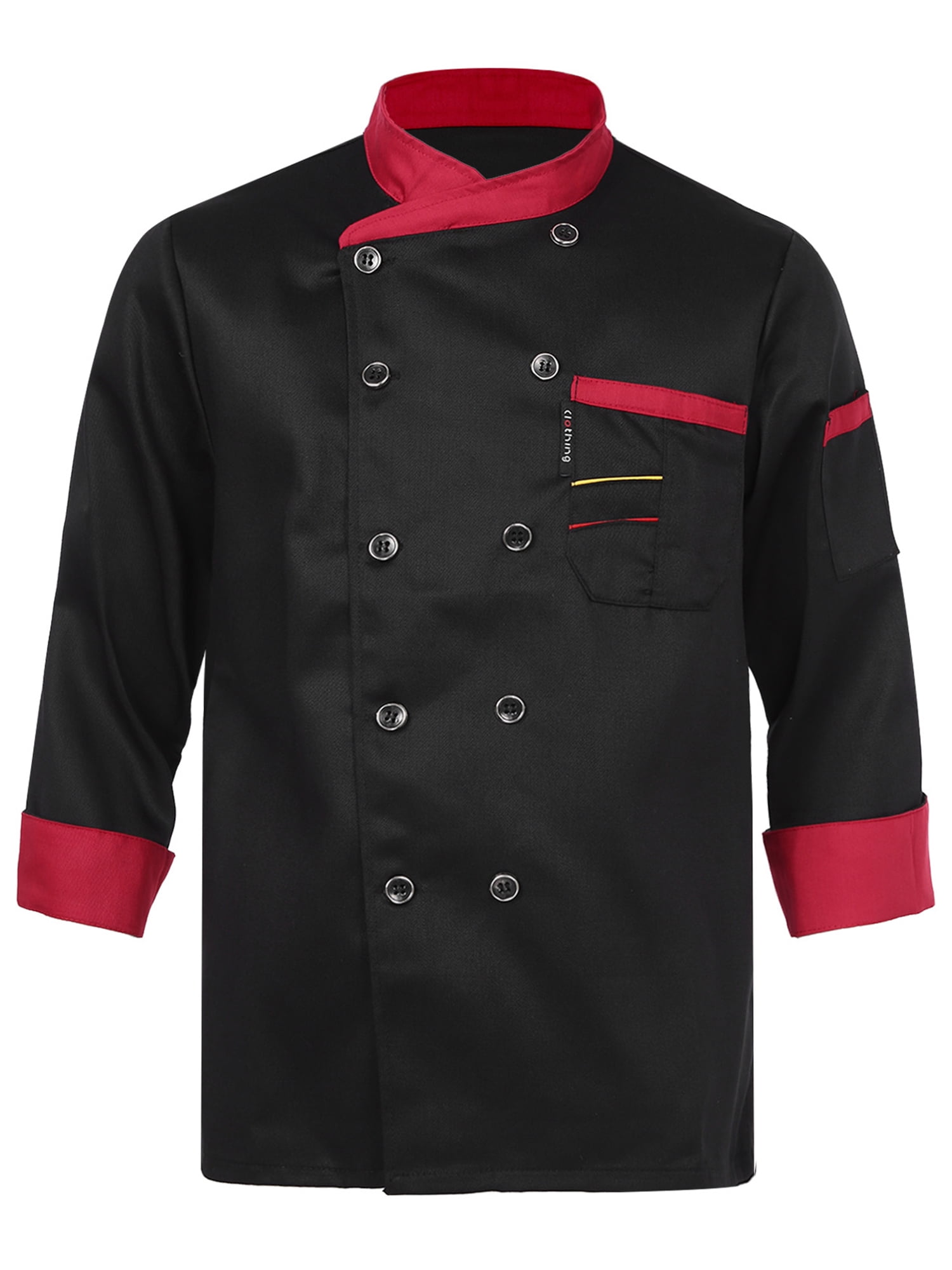 IEFIEL Mens Chef Shirt Kitchen Work Uniform Chef Cook Coat Hotel Jacket ...